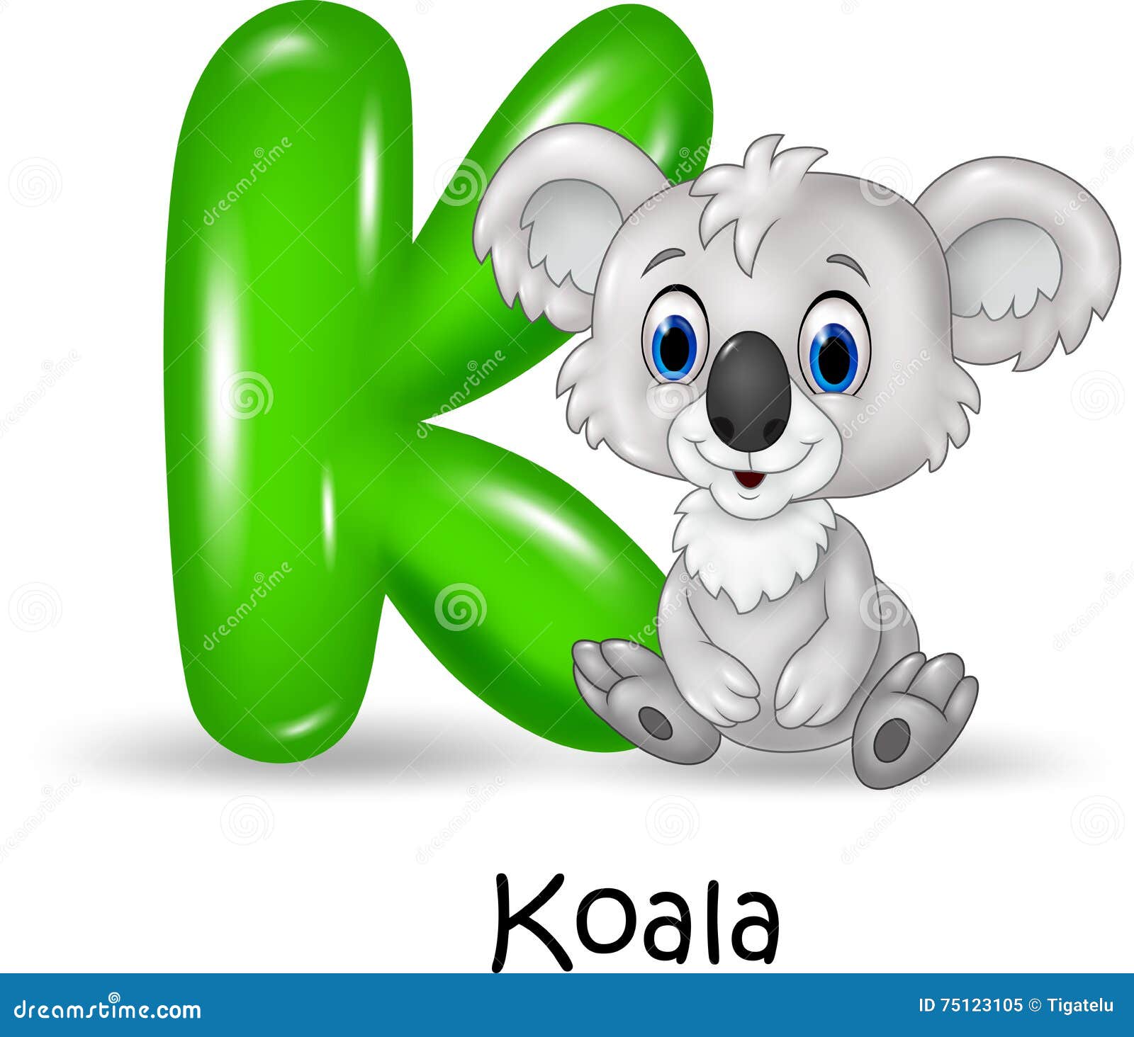 Alphabet K with koala stock vector. Illustration of mascot - 75123105