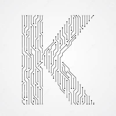 Alphabet K Shape Digital Line Design Stock Vector - Illustration of ...