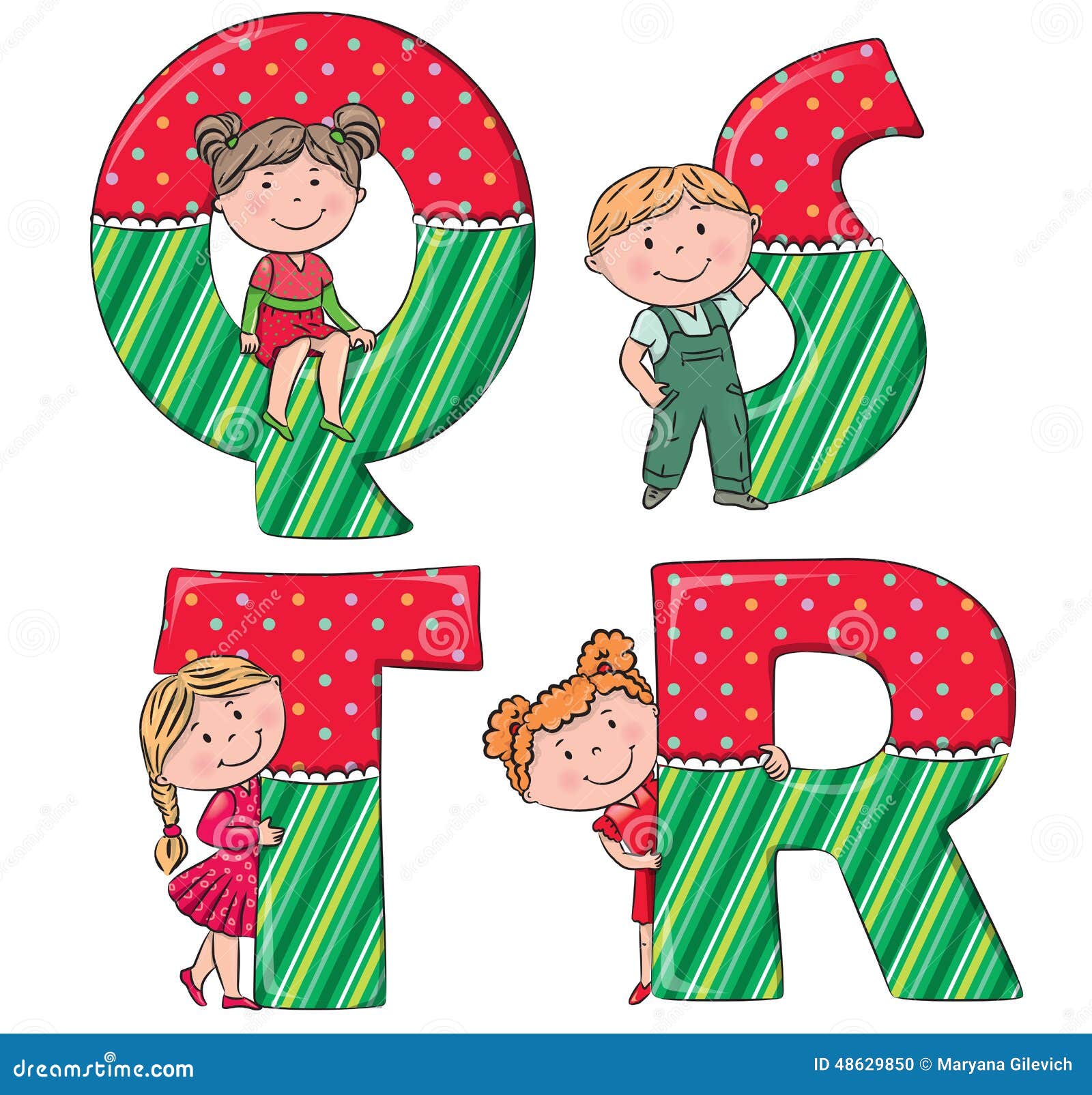 Alphabet kids QRST stock vector. Illustration of text - 48629850