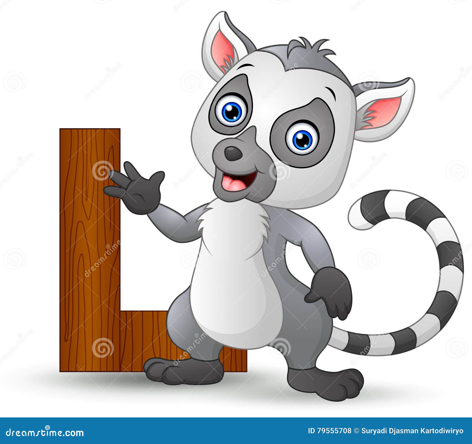 Alphabet L with Lemur Cartoon Stock Vector - Illustration of alphabet ...