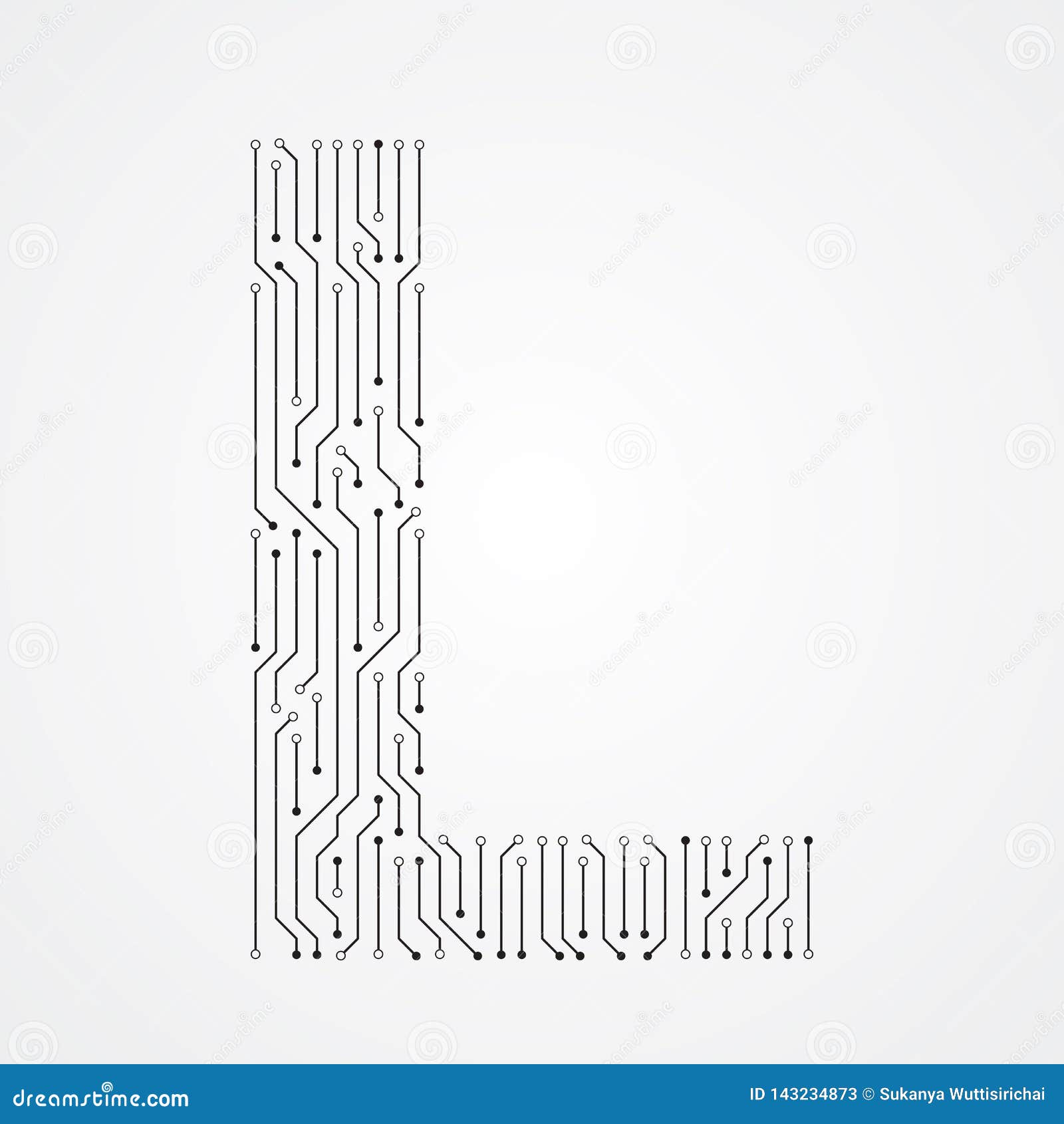 Alphabet L Shape Digital Line Design Stock Vector - Illustration of ...