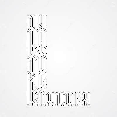 Alphabet L Shape Digital Line Design Stock Vector - Illustration of ...