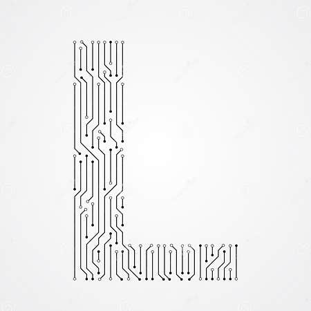Alphabet L Shape Digital Line Design Stock Vector - Illustration of ...