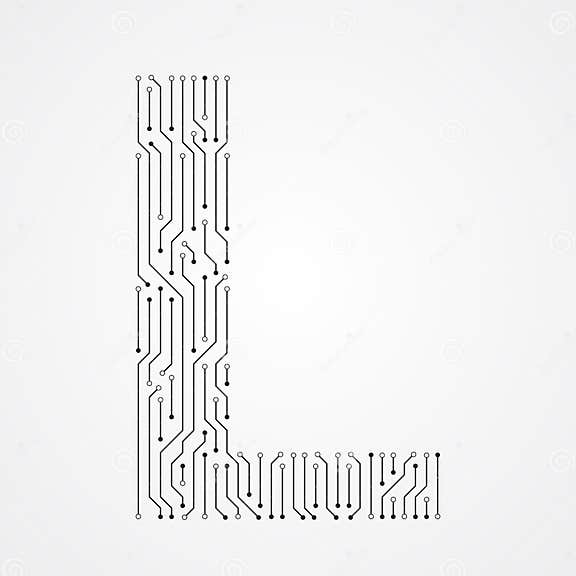 Alphabet L Shape Digital Line Design Stock Vector - Illustration of ...