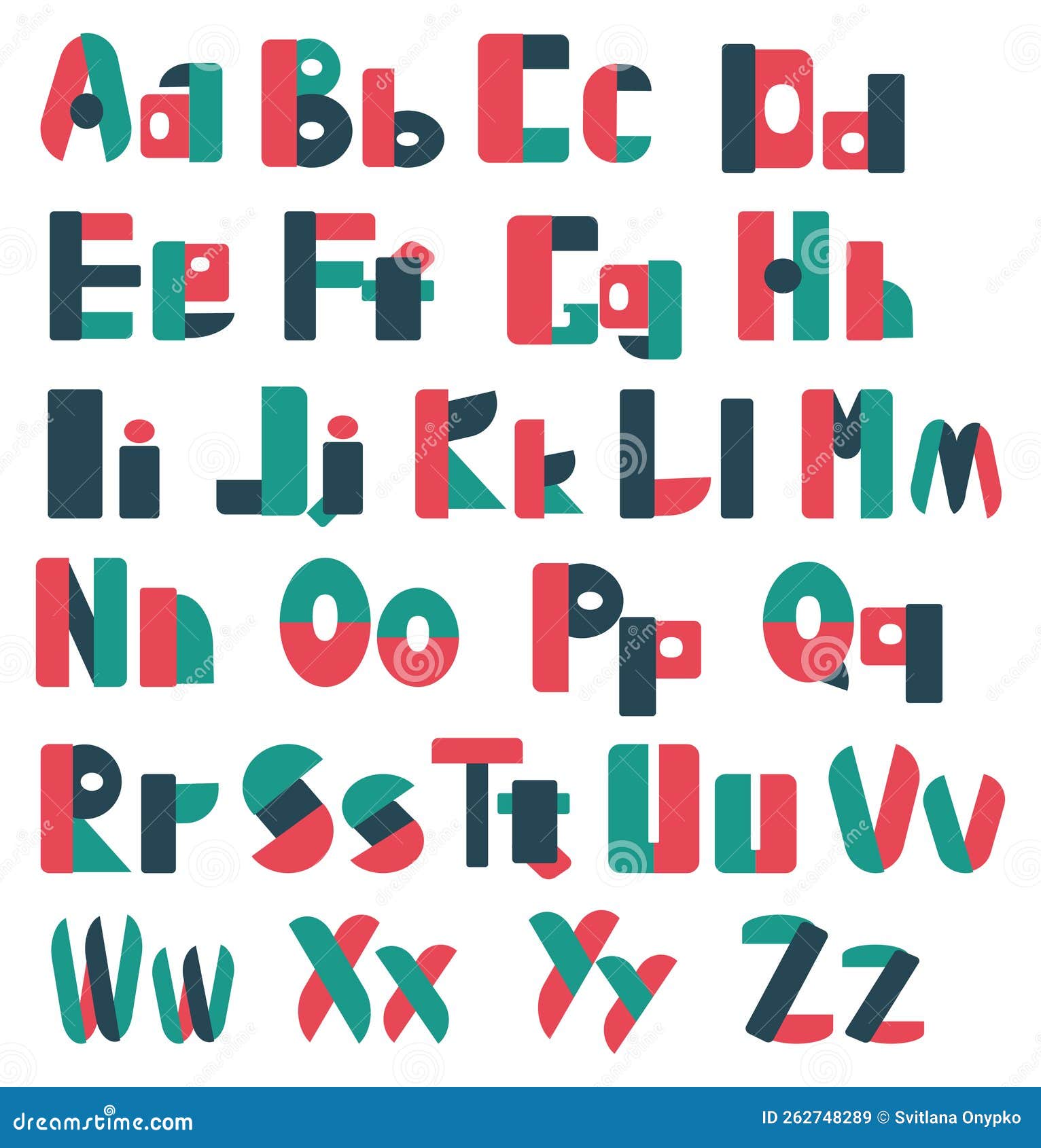 Alphabet Large and Small Letters in Bauhaus Style Stock Vector ...