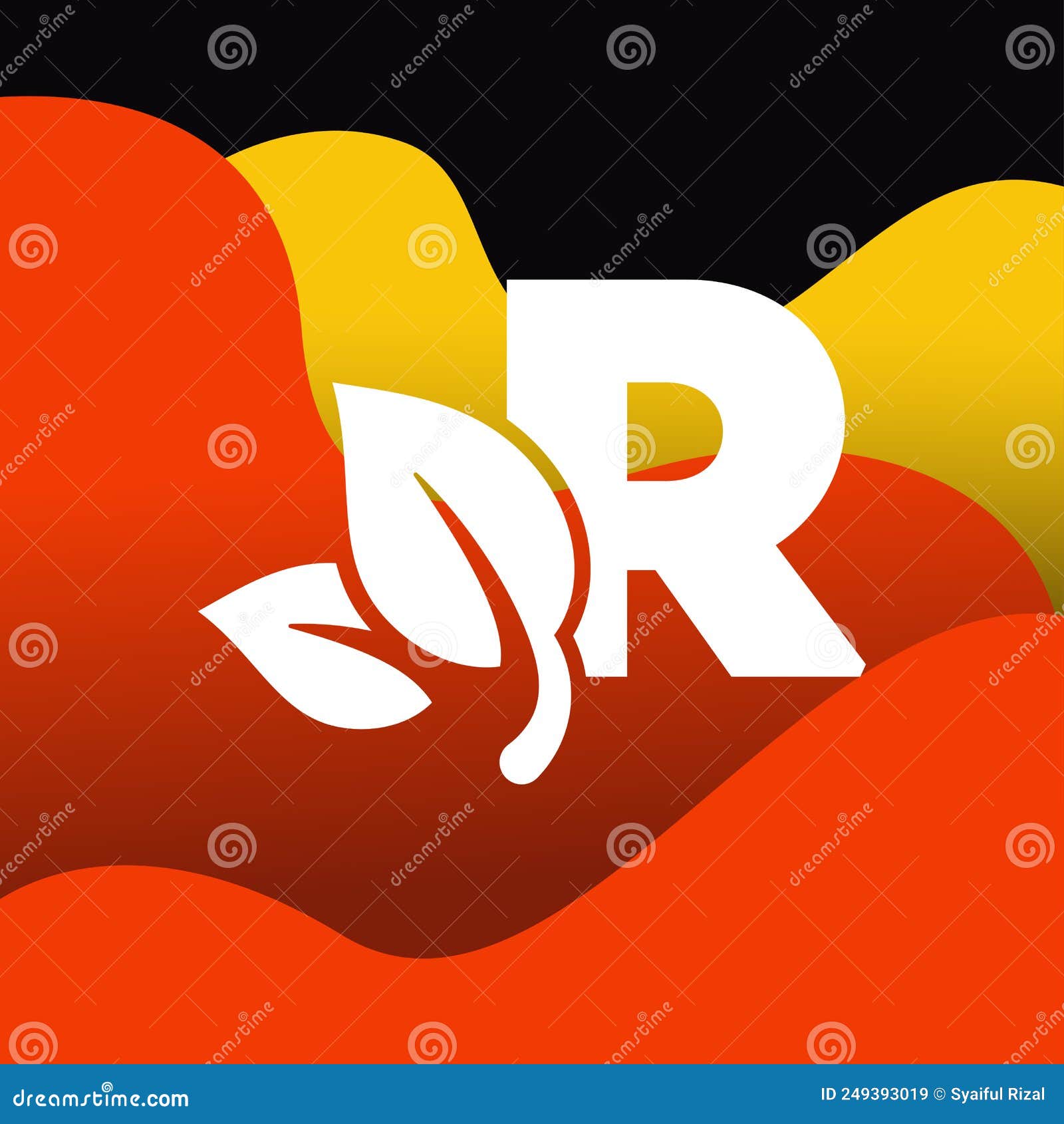Alphabet R Logo Combination of Leaves and Colored Background Stock ...