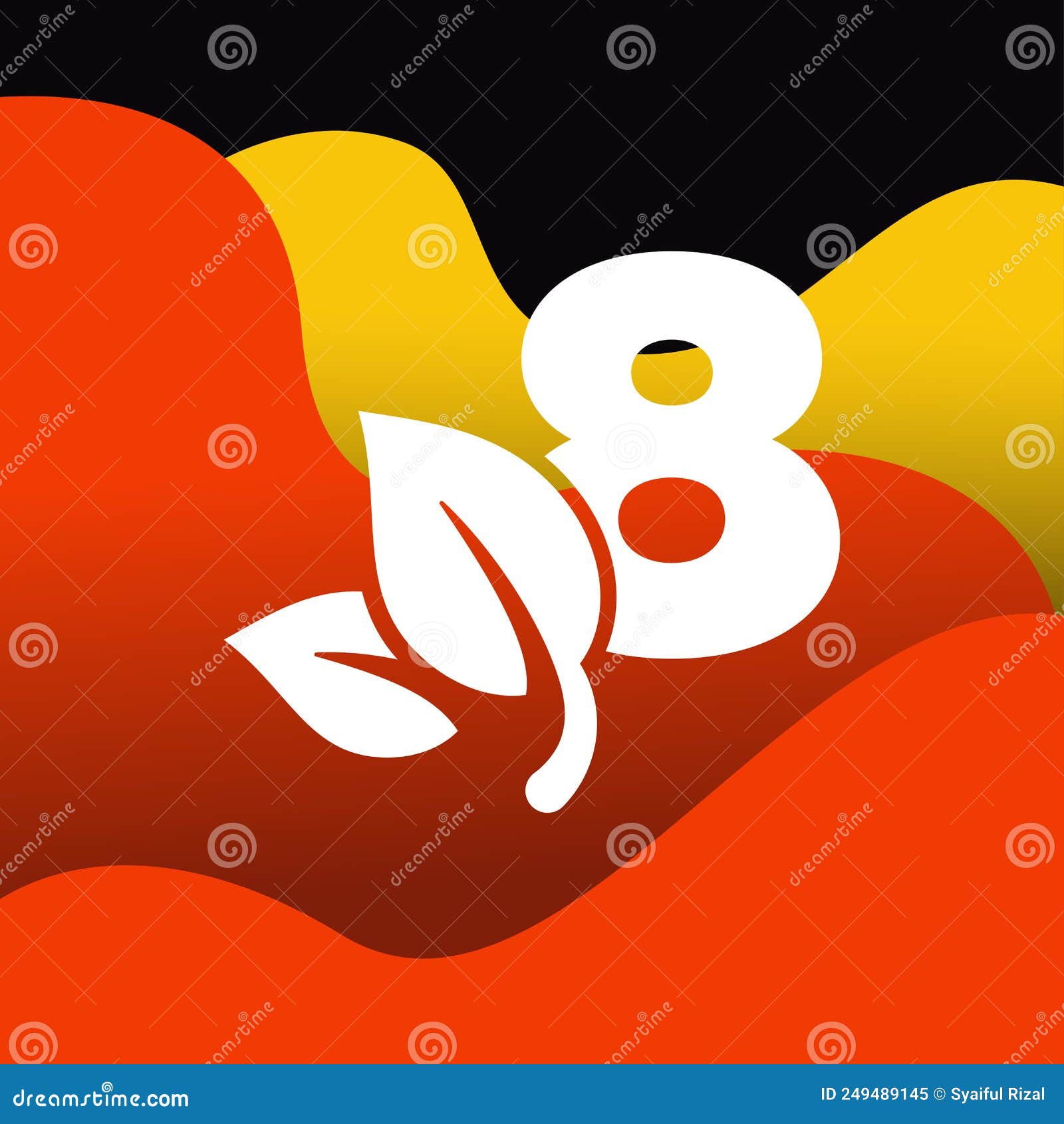 Number 8 Logo with a Combination of Leaves and Colored Background Stock ...