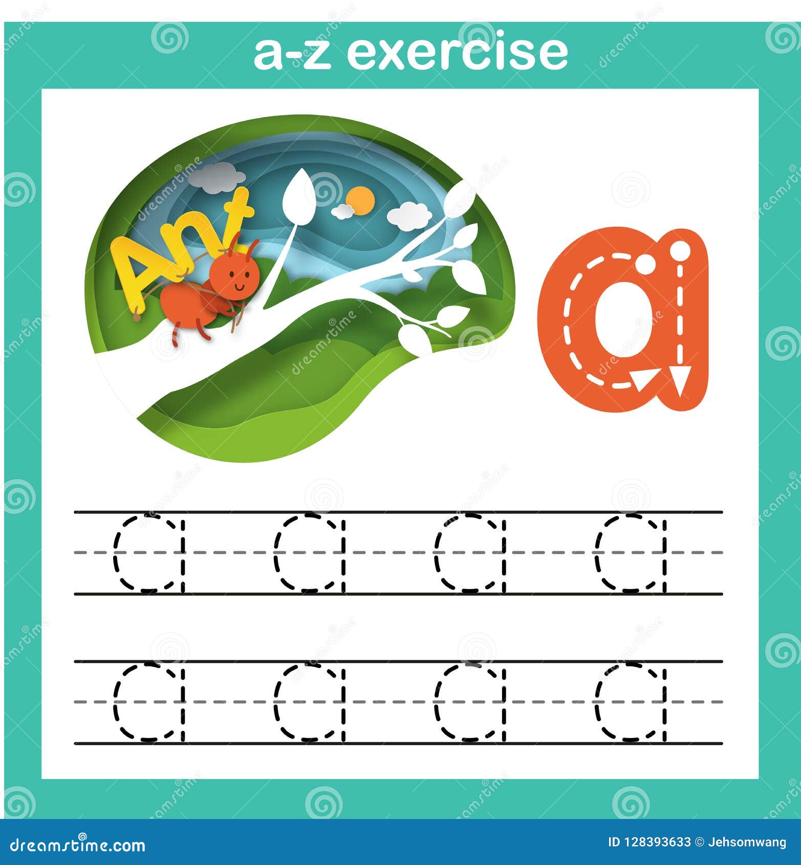 Alphabet Letter a-ant Exercise,paper Cut Concept Stock Vector ...