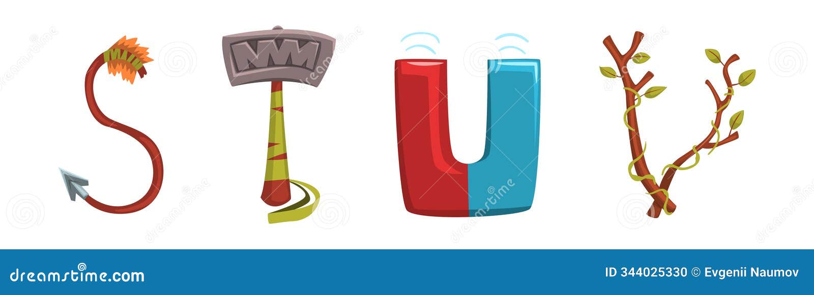 Alphabet Letter Arranged of Different Object Vector Set Stock Vector ...