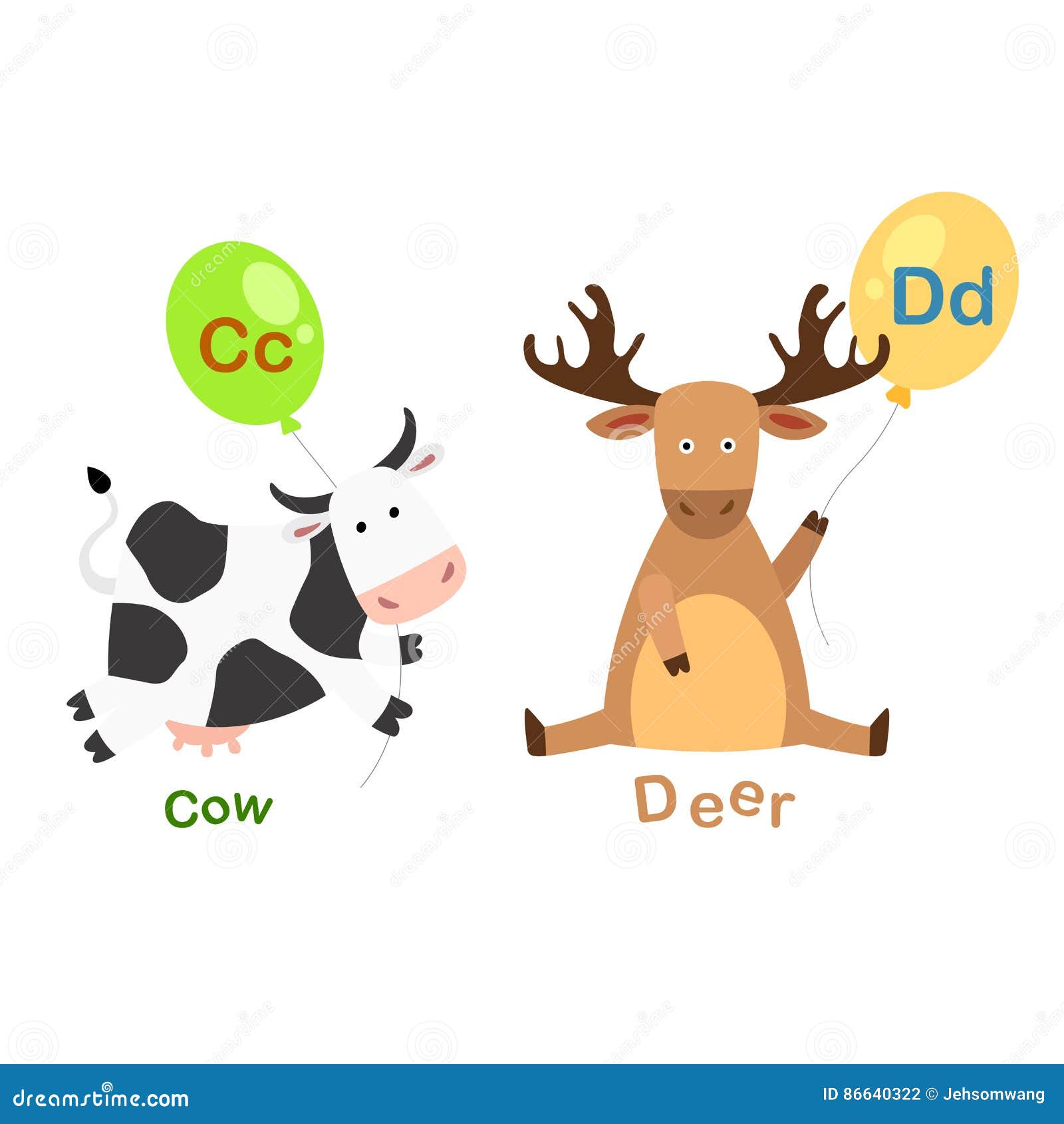 Alphabet Letter C-cow,D-deer Vector Illustration | CartoonDealer.com ...