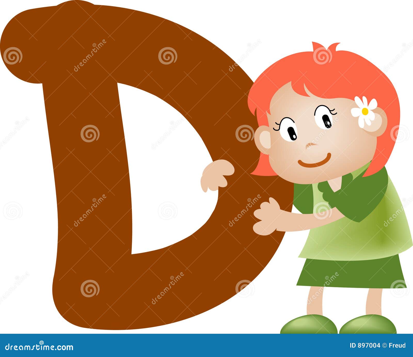 Alphabet letter D (girl) stock illustration. Illustration of cute - 897004