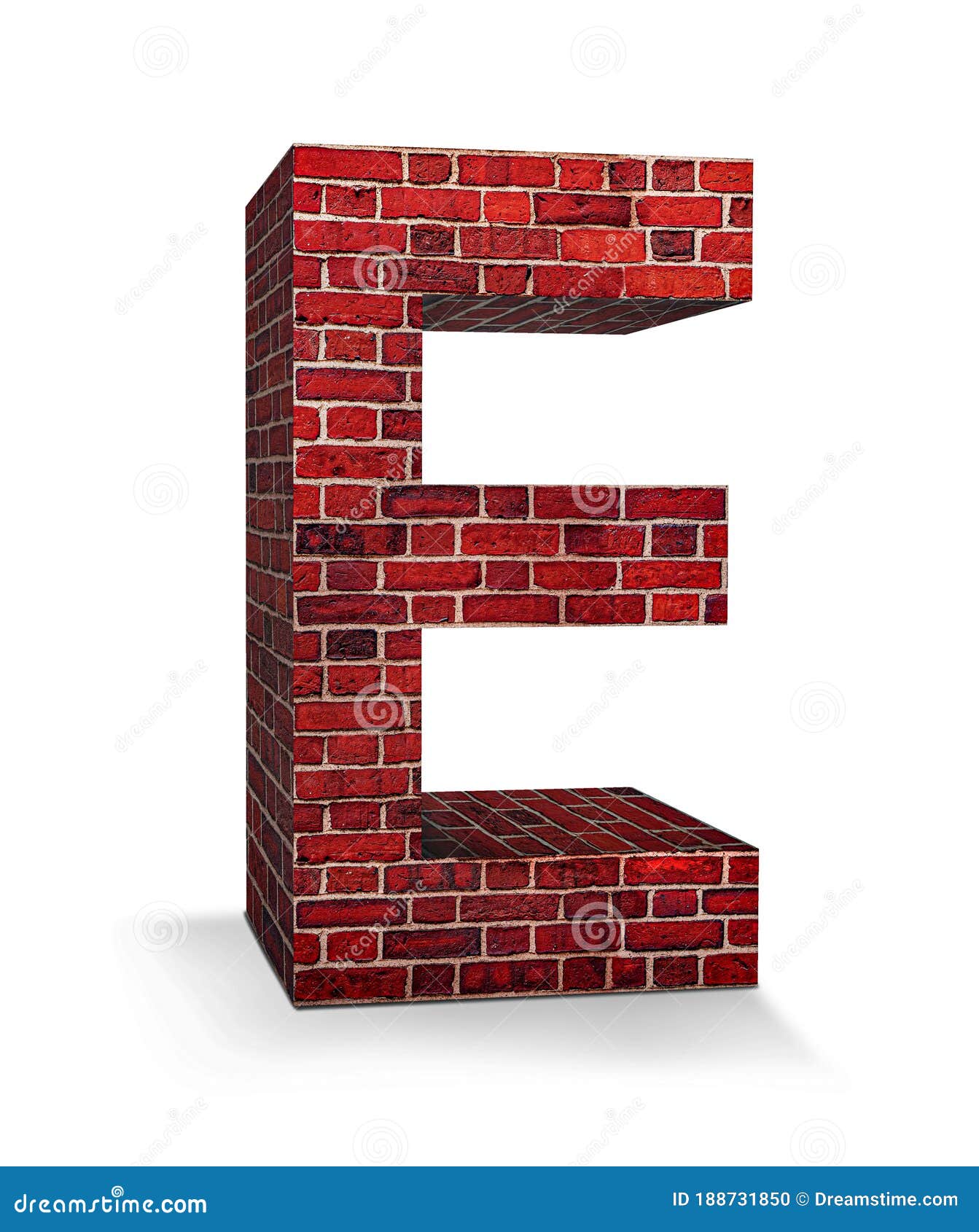 Alphabet Letter E of the Alphabet with Wall of Bricks, 3D Illustration ...