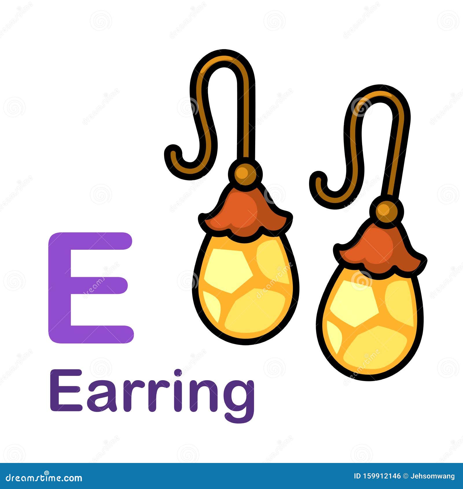 Alphabet Letter E-Earring stock vector. Illustration of life - 159912146