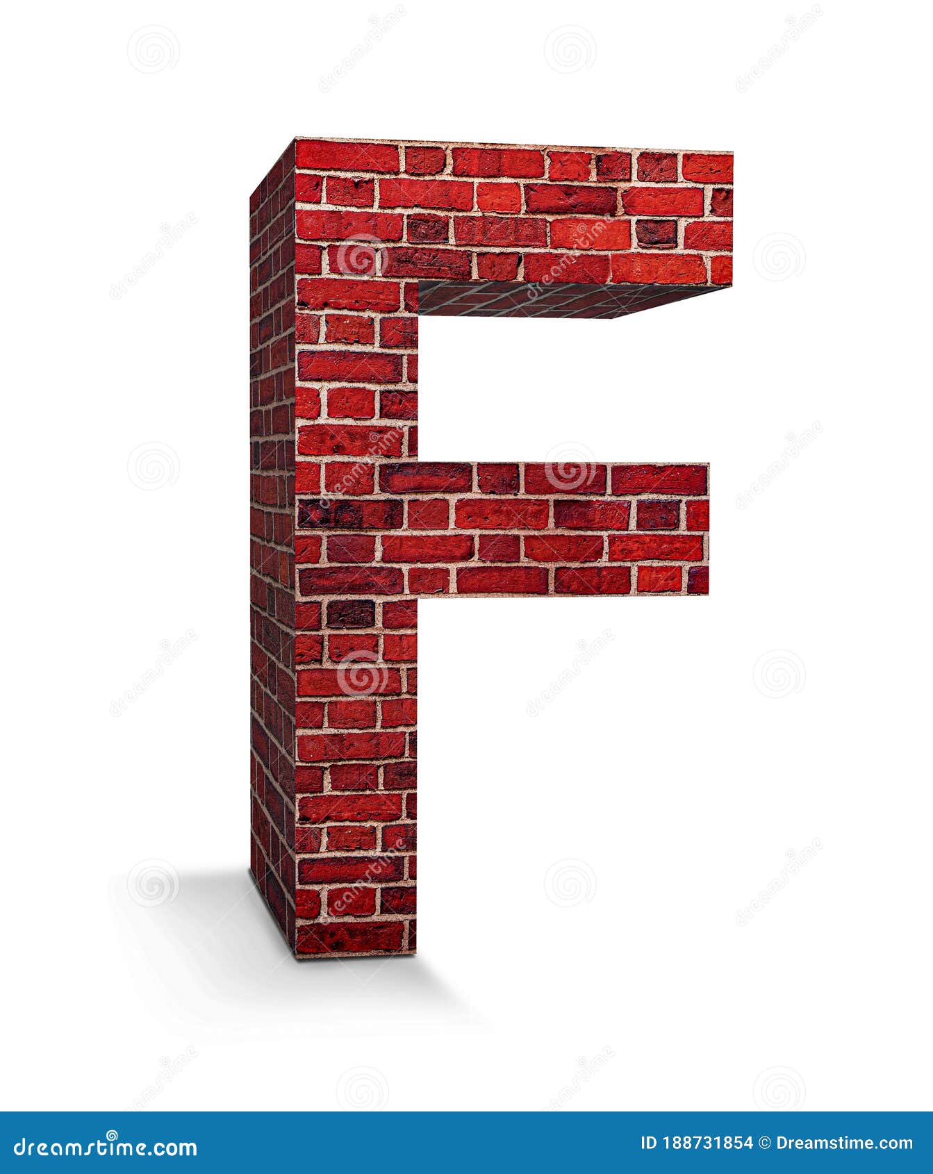 Alphabet Letter F of the Alphabet with Wall of Bricks, 3D Illustration ...