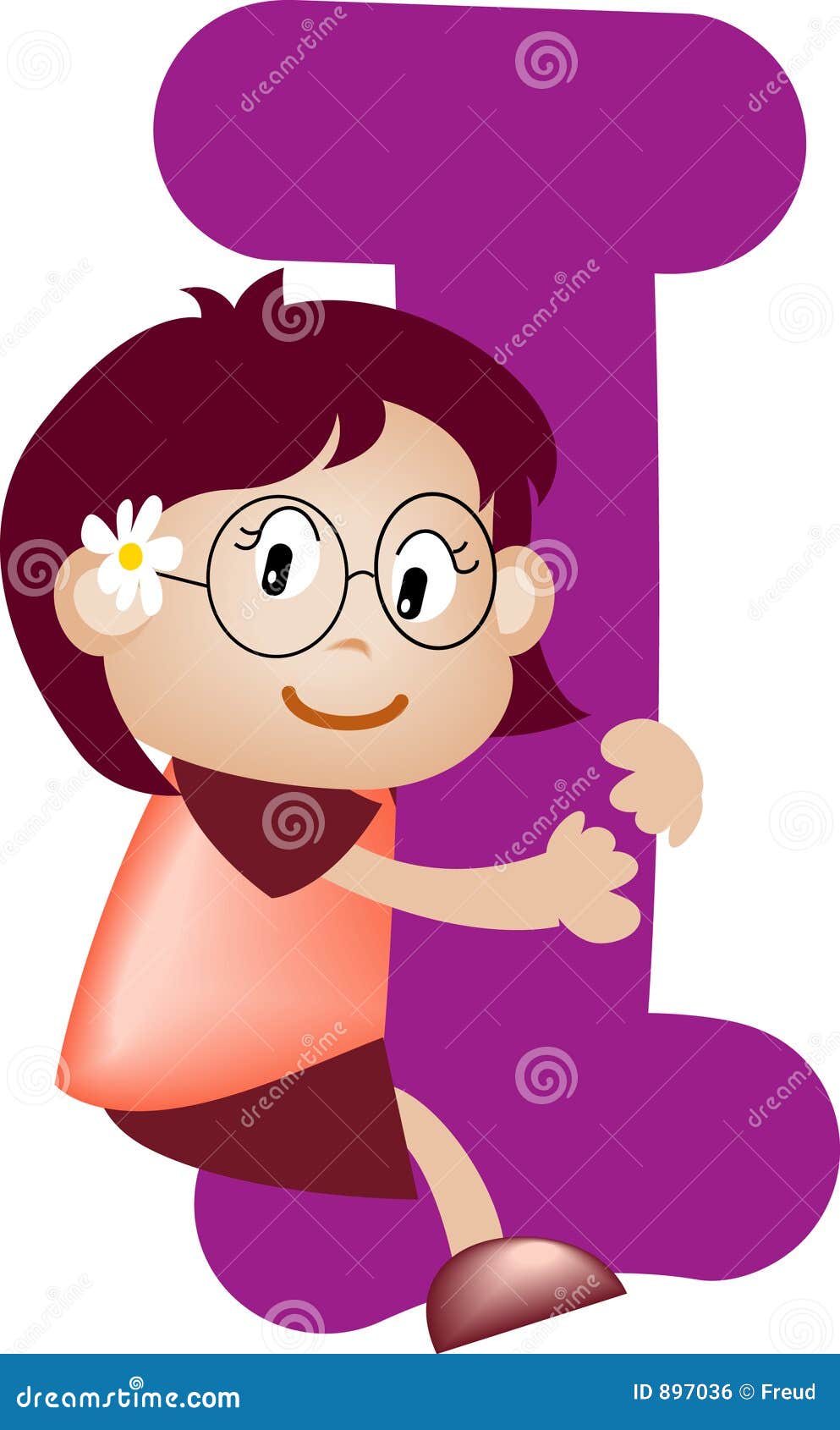 Alphabet letter I (girl) stock illustration. Illustration of play - 897036