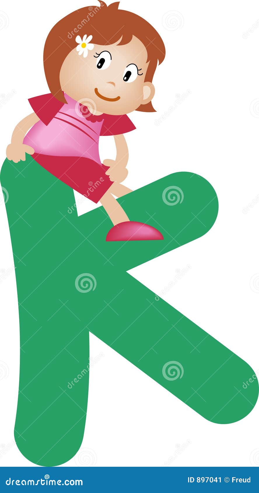 Alphabet letter K (girl) stock illustration. Illustration of clip - 897041