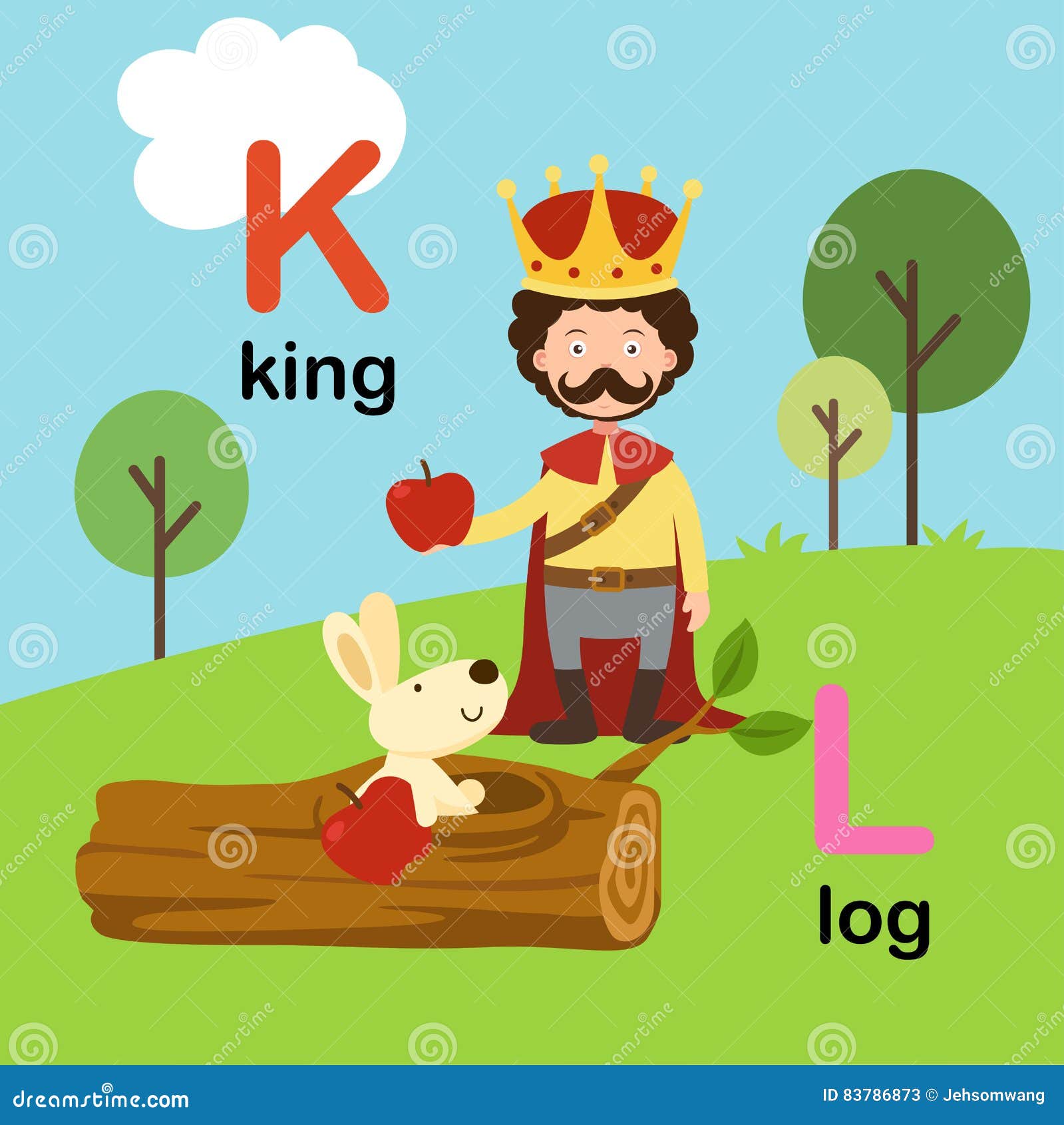 Alphabet Letter K-king,L-log,illustration Stock Vector - Illustration ...