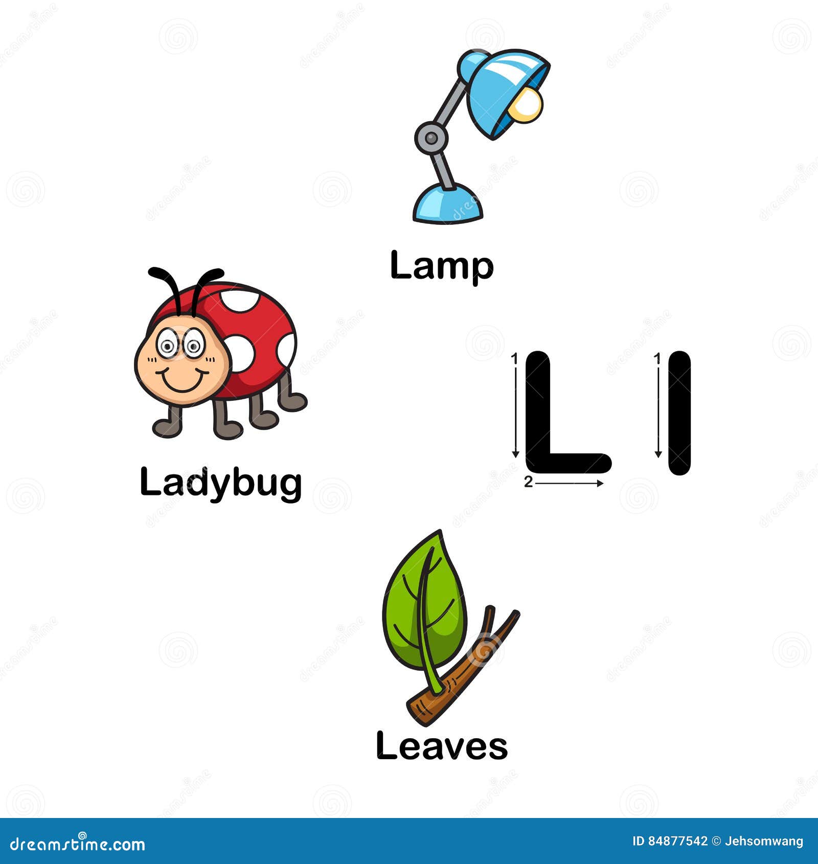 Letter L. Ladybug Ladybird. Zoo Animal Alphabet. English Abc With Cute ...