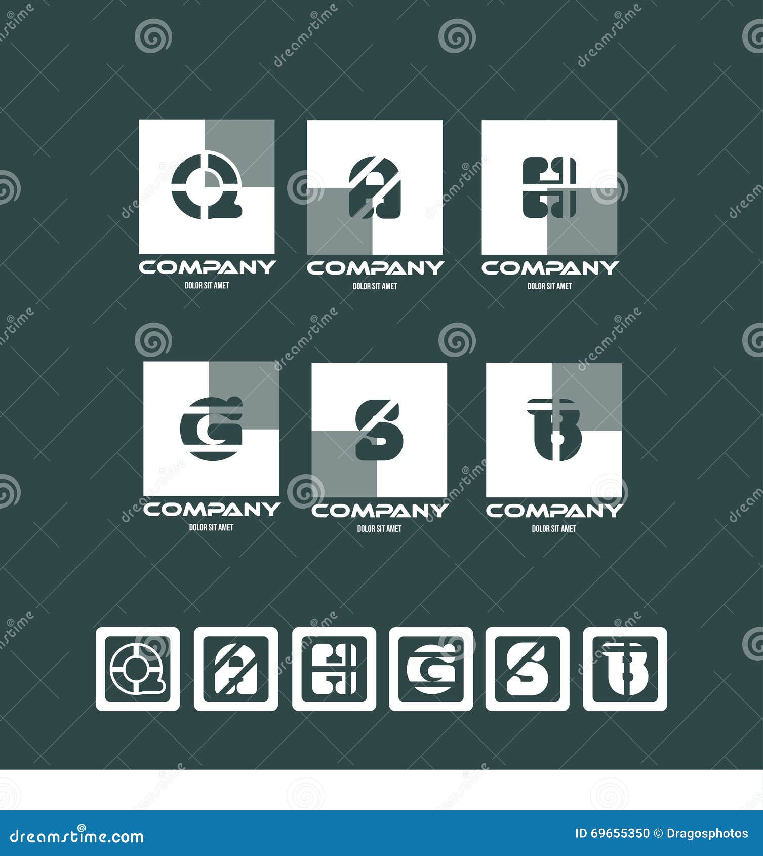 Alphabet Letter Logo Icon Set Square Stock Vector - Illustration of ...