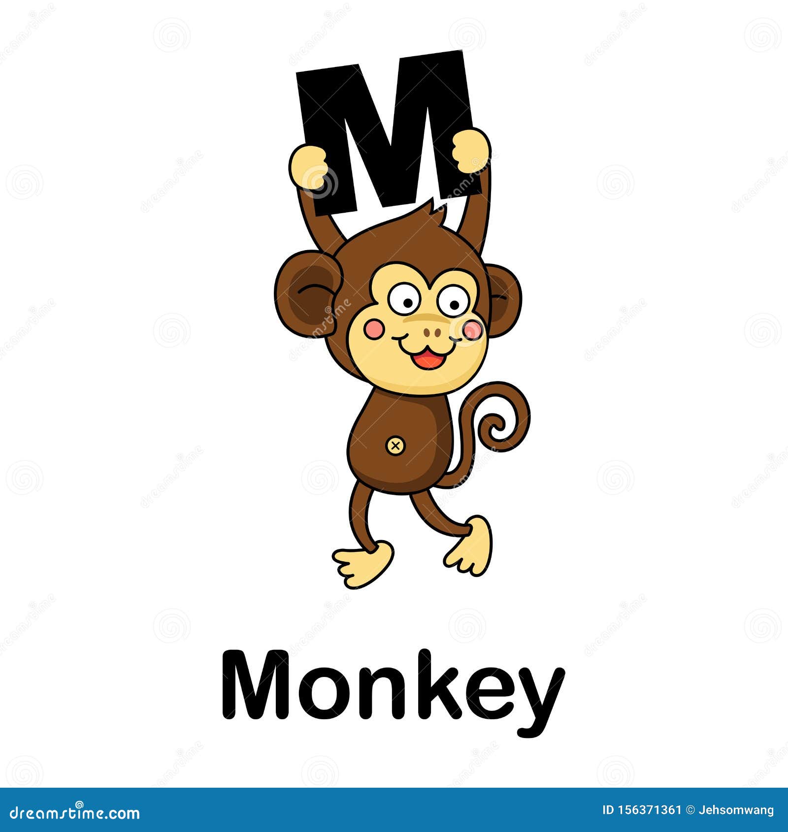 Alphabet Letter m-monkey stock vector. Illustration of creature - 156371361