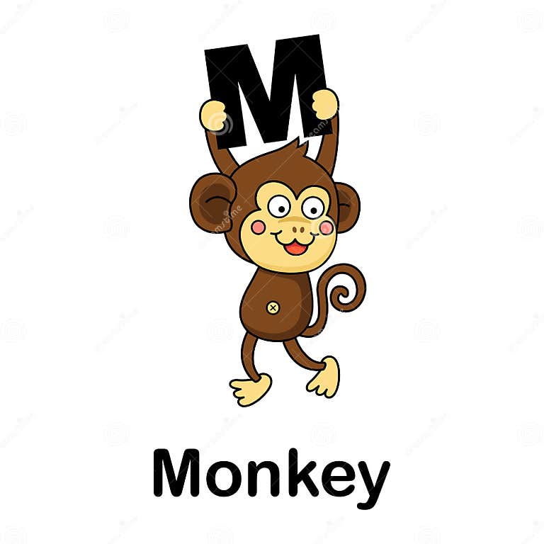 Alphabet Letter m-monkey stock vector. Illustration of creature - 156371361