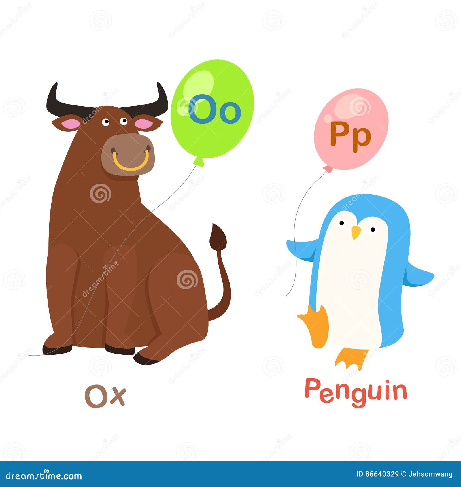 Alphabet Letter O-ox,P-penguin Stock Vector - Illustration of nursery ...