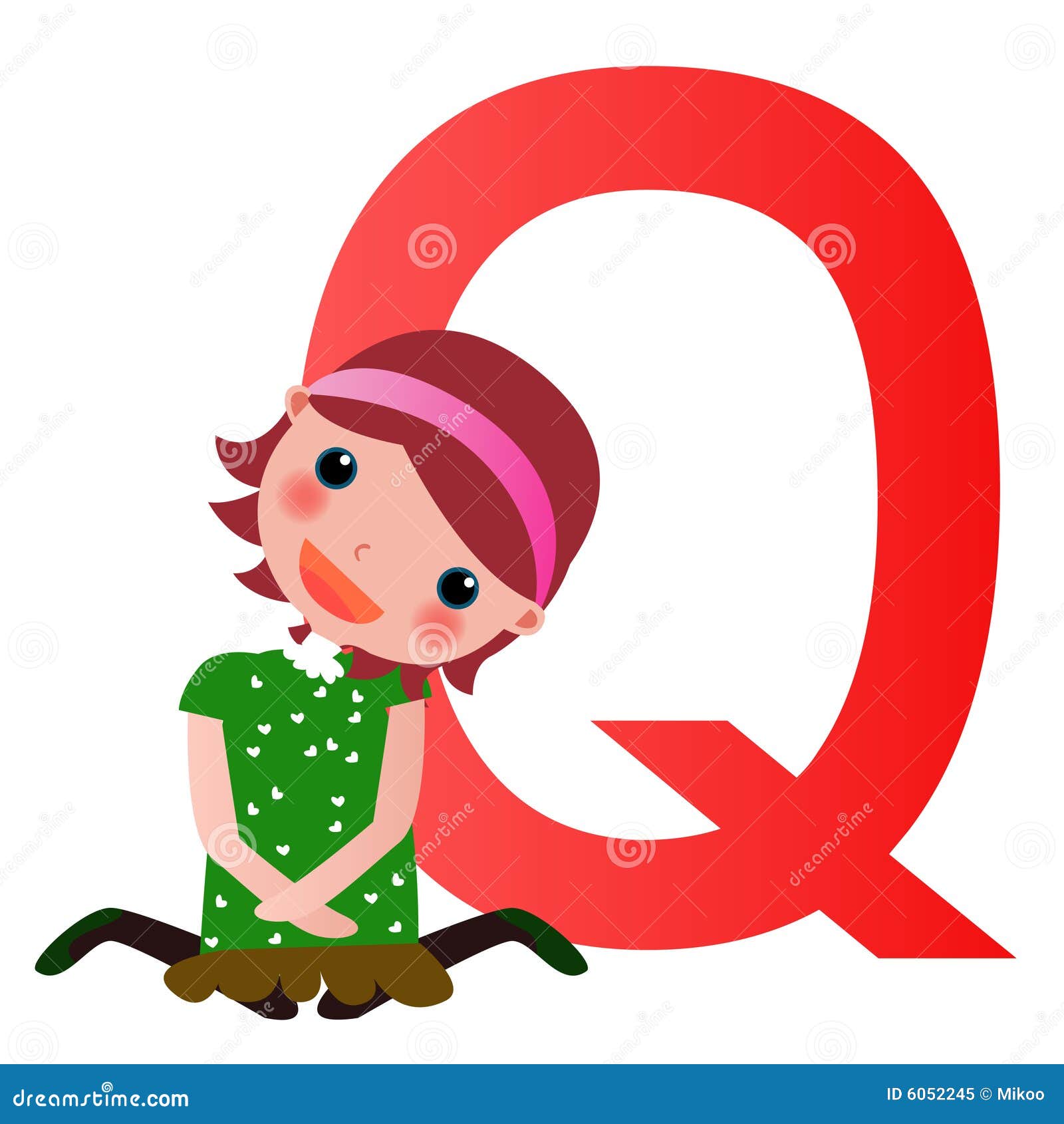 Alphabet letter Q(girl) stock vector. Illustration of design - 6052245