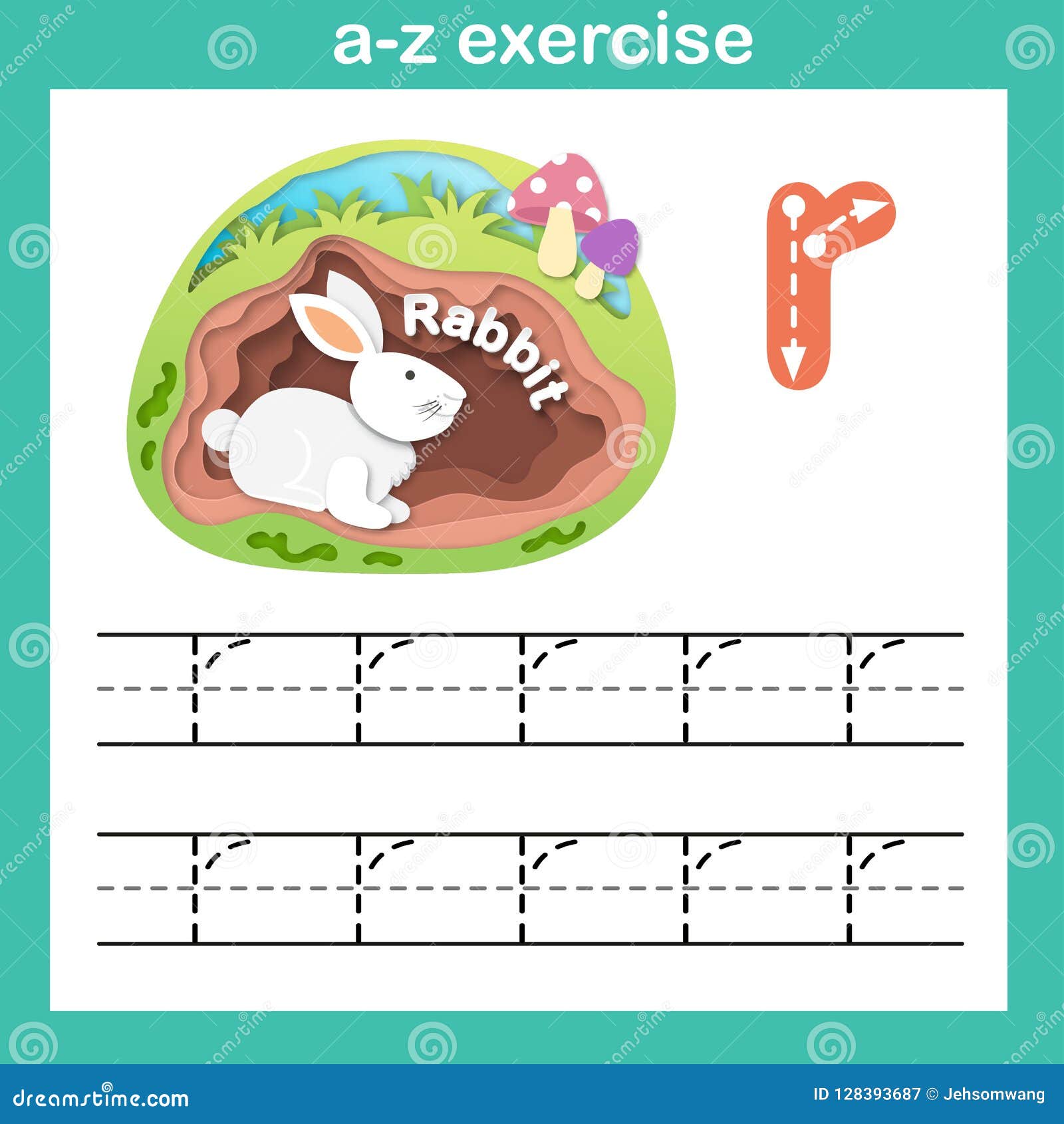 Alphabet Letter R-rabbit Exercise,paper Cut Concept Stock Vector ...