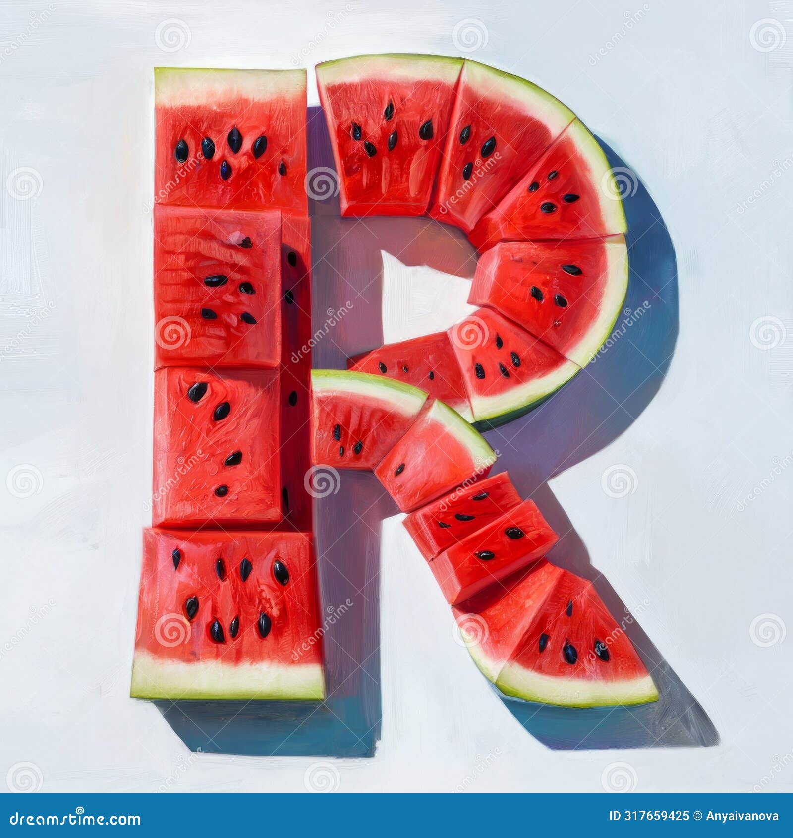Alphabet Letter R Shaped Watermelon Slice, White Background Stock Image ...