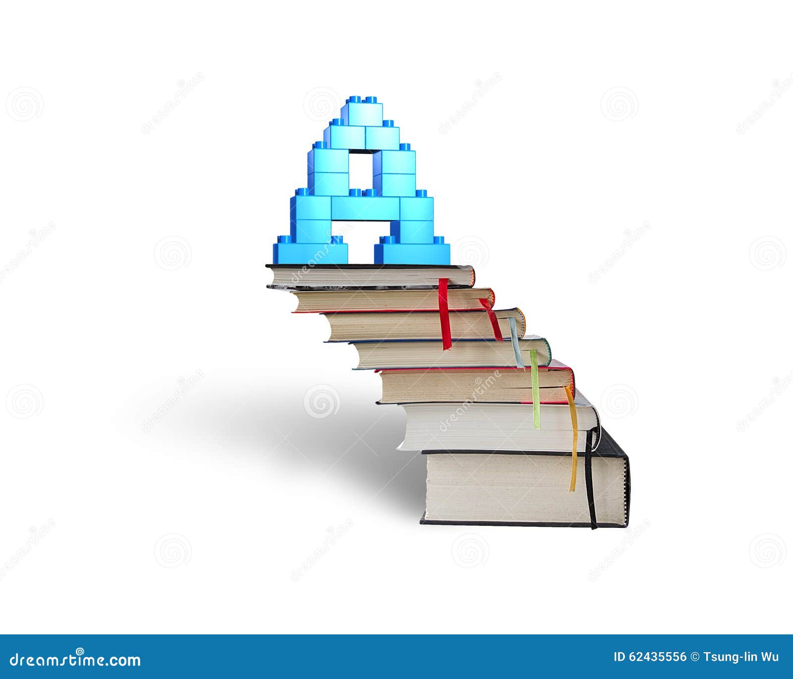 Alphabet Letter a Shape Blocks on Stack Books Stairs Stock Illustration ...