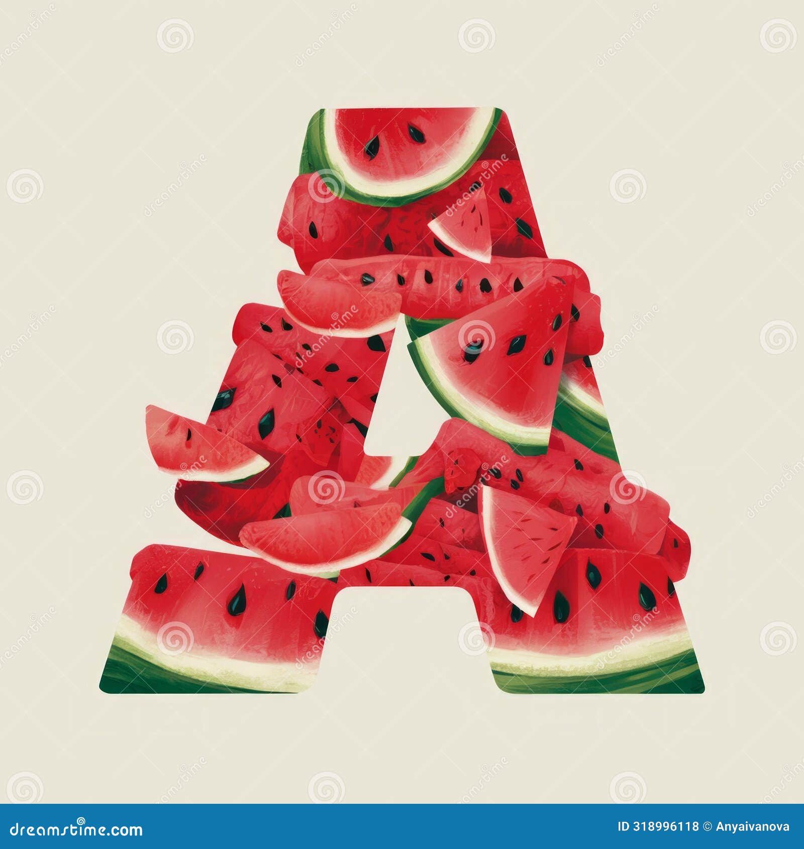 Alphabet Letter a Shaped Watermelon Slice, White Background Stock Photo ...