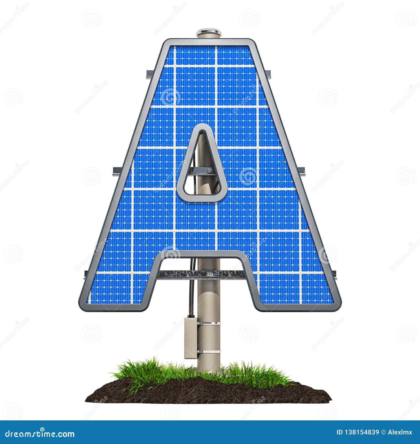 Alphabet Letter a. Solar Panel in Shaped of Letter a, 3D Rendering ...