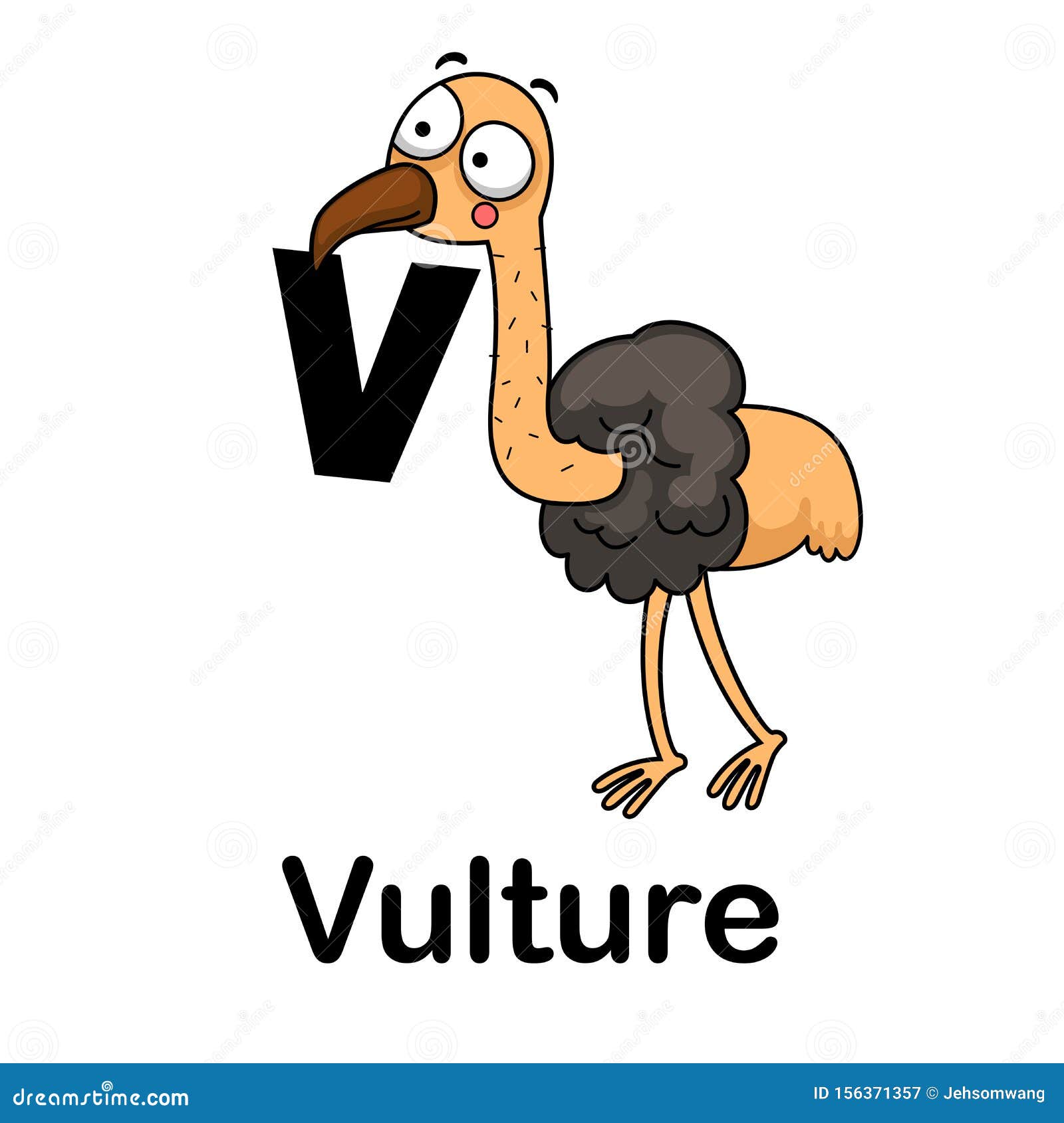 Vulture. V Letter. Cute Children Animal Alphabet In Vector. Funny ...