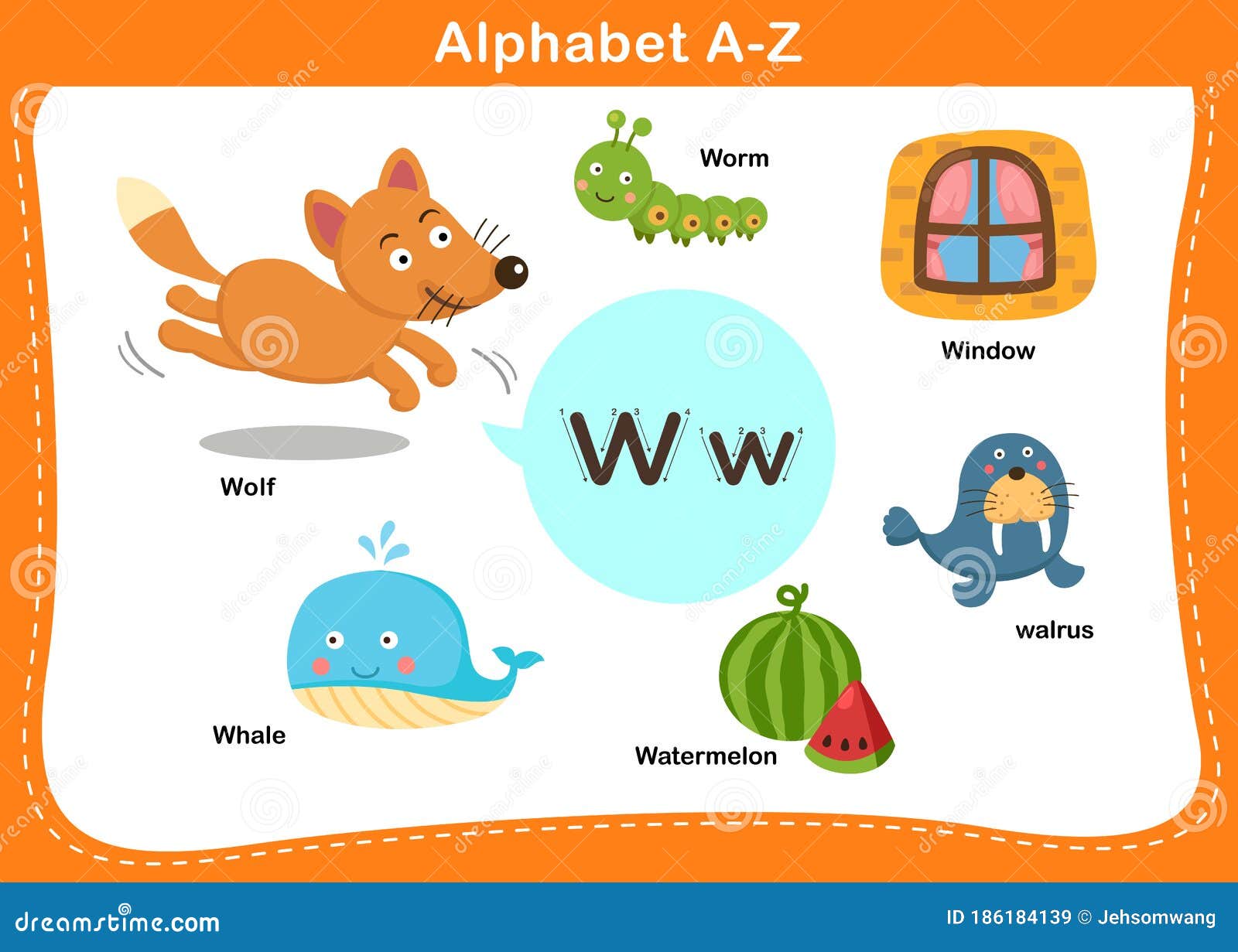 Alphabet Letter W vector stock vector. Illustration of alphabet - 186184139