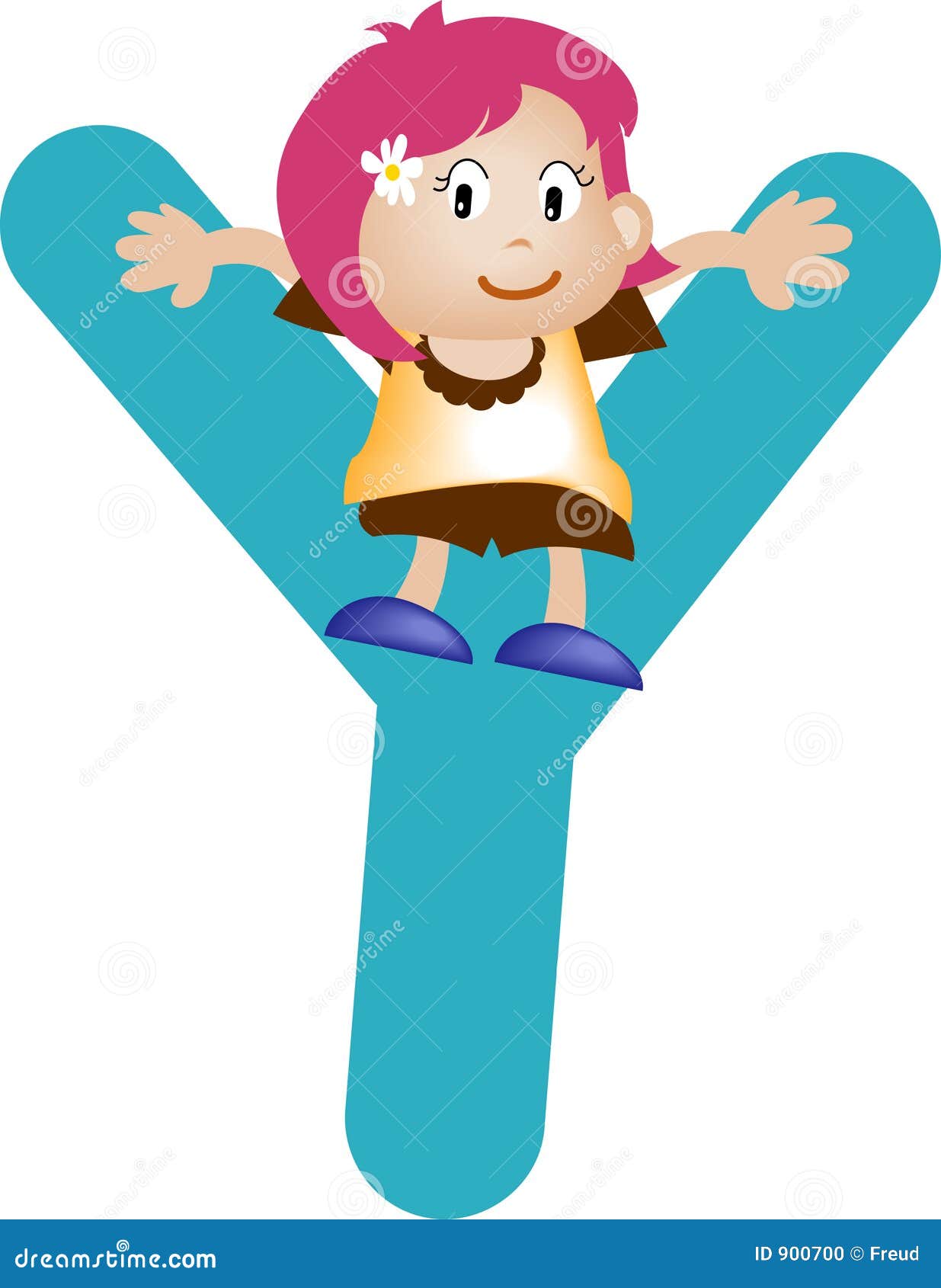 Alphabet letter Y (girl) stock illustration. Illustration of girl - 900700