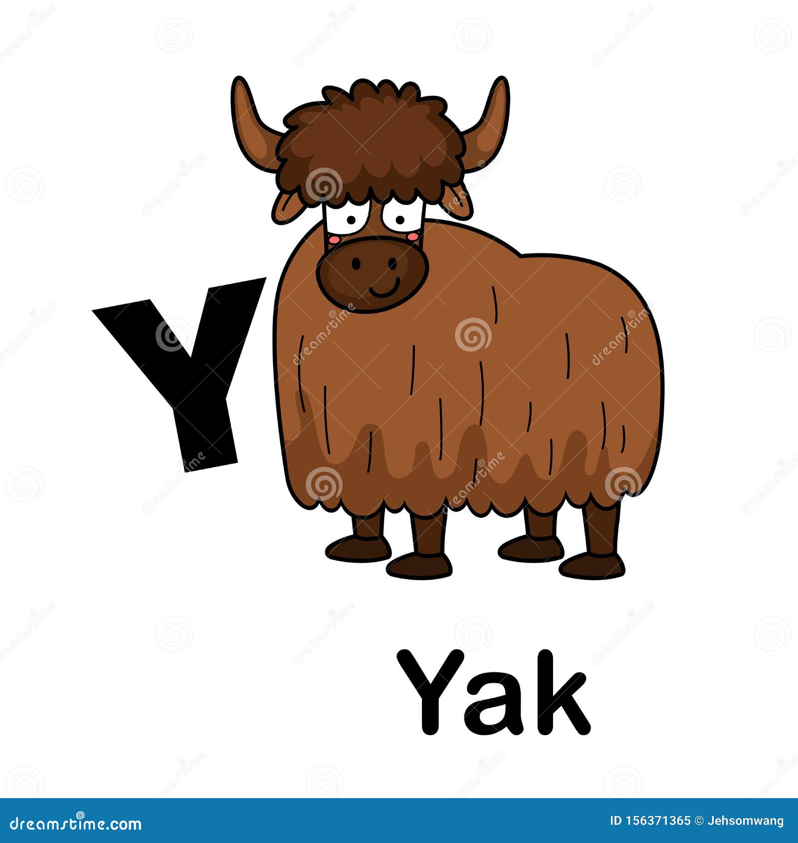 Alphabet Letter y-yak stock vector. Illustration of baby - 156371365