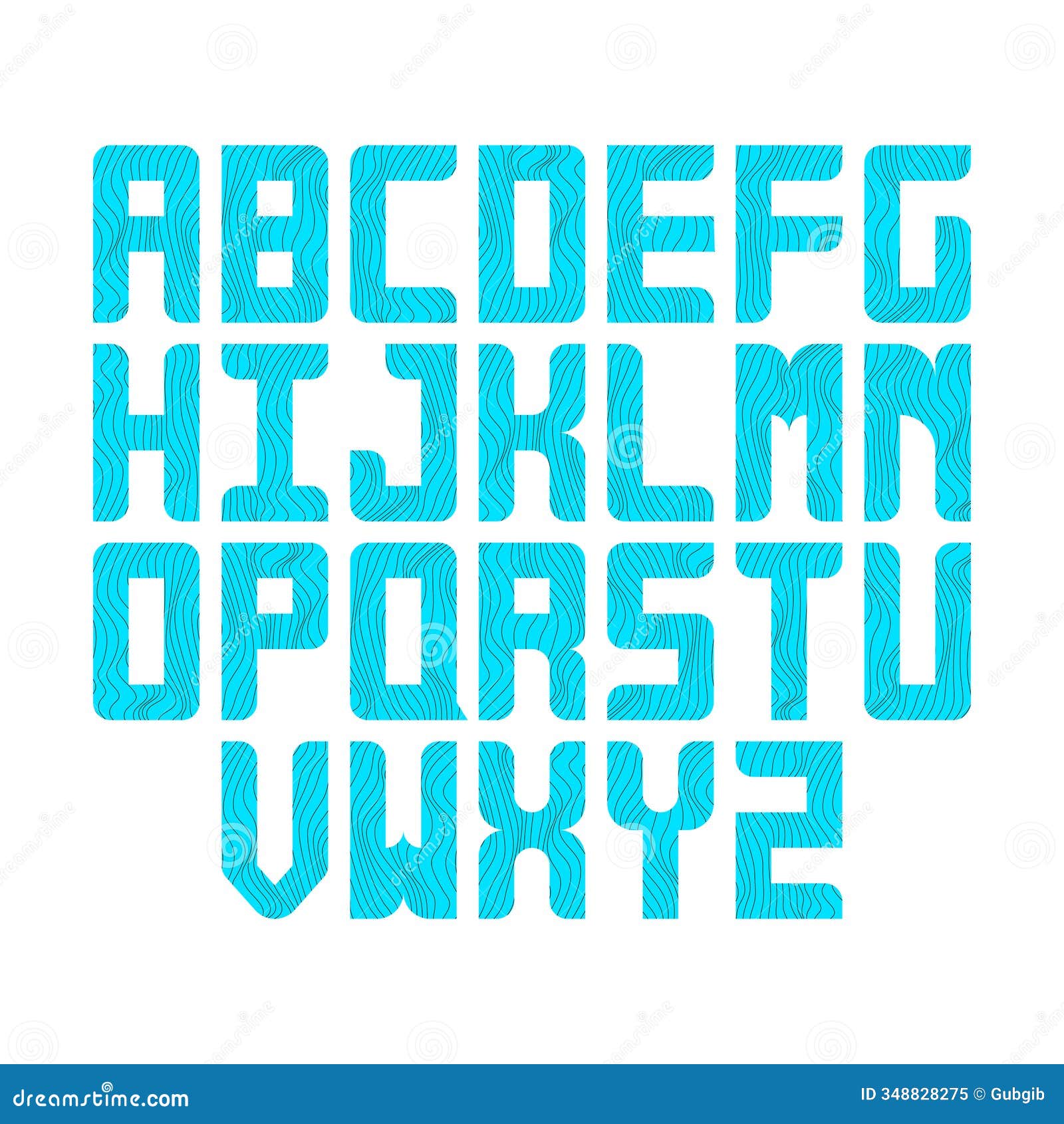 Alphabet Letters with Black and Blue Wavy Lines Pattern Stock ...