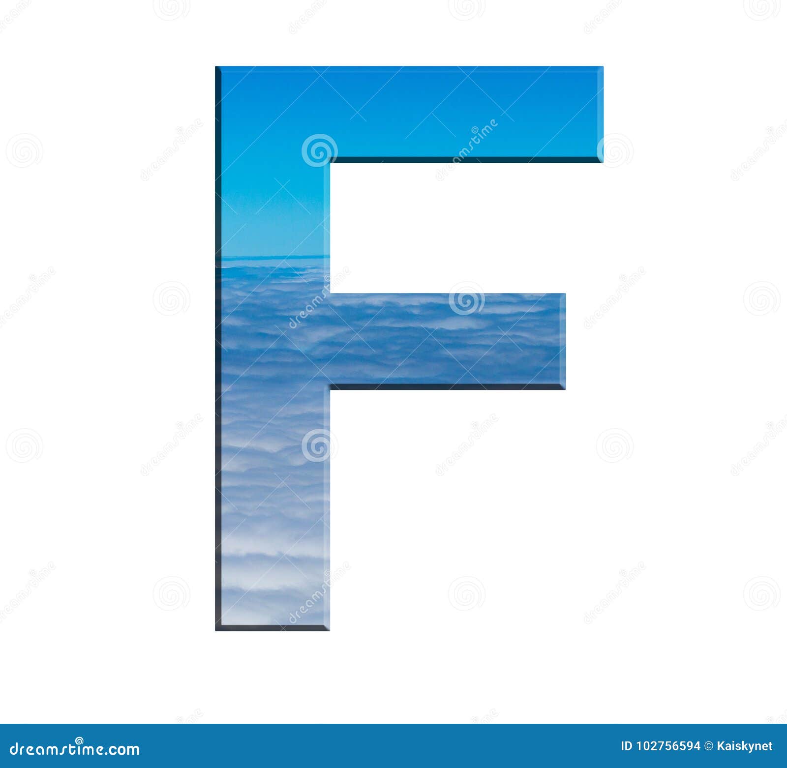 Alphabet Letters Blue Sky with Clouds on a White Background Stock Photo ...