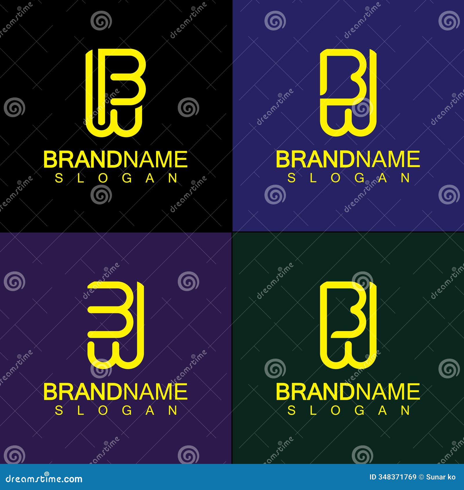 Alphabet Letters BW Or WB Logo Design Template Cartoon Vector ...