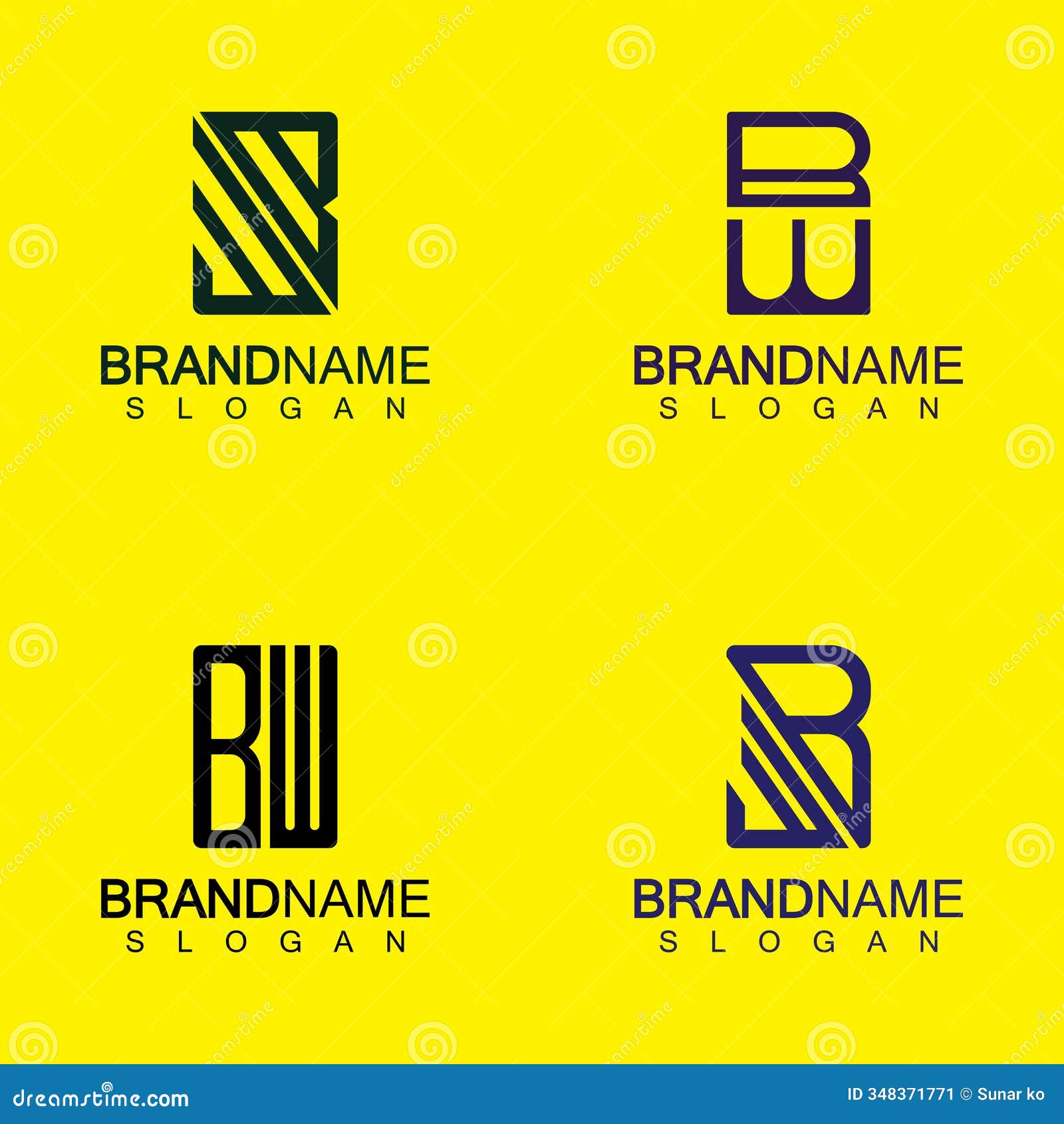 Alphabet Letters BW or WB Logo Design Template Stock Illustration ...
