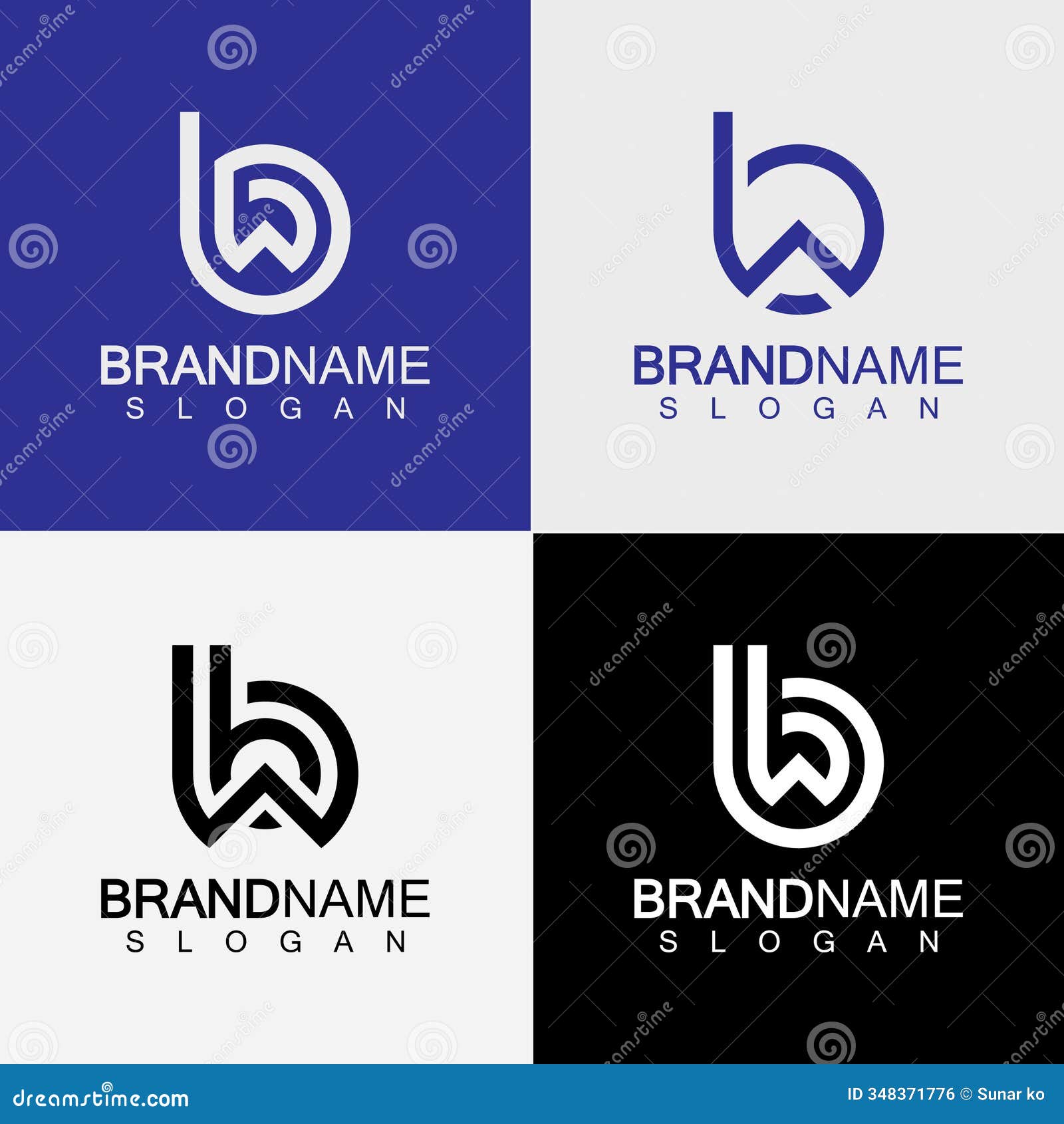 Alphabet Letters BW Or WB Logo Design Template Vector Illustration ...