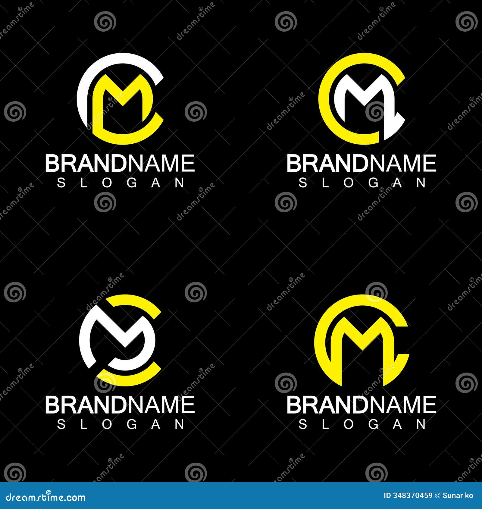 Alphabet Letters CM Or MC Logo Design Template Cartoon Vector ...