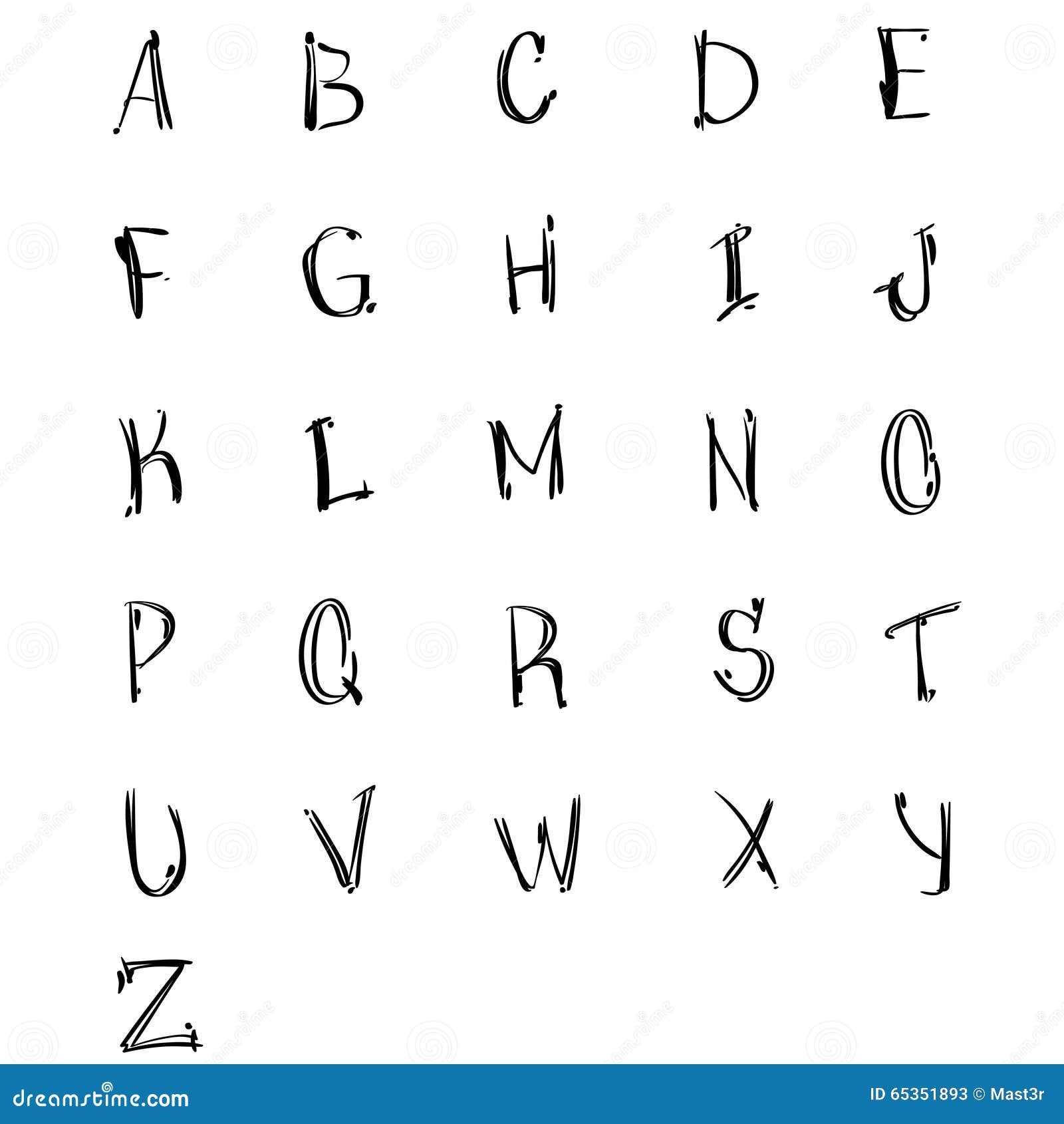 Alphabet Letters Collection Sketch Hand Drawn Stock Vector ...