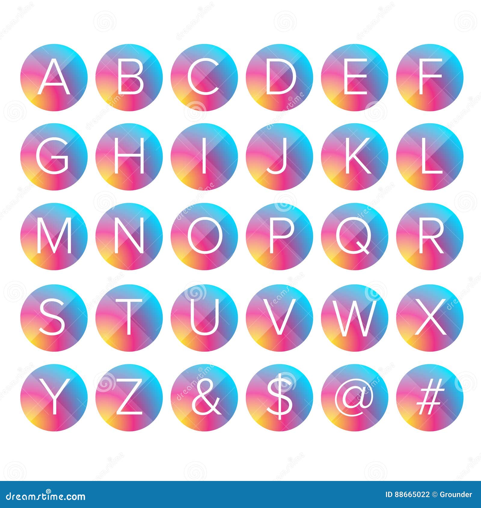 Alphabet Letters Colorful Button Stock Vector - Illustration of simple ...