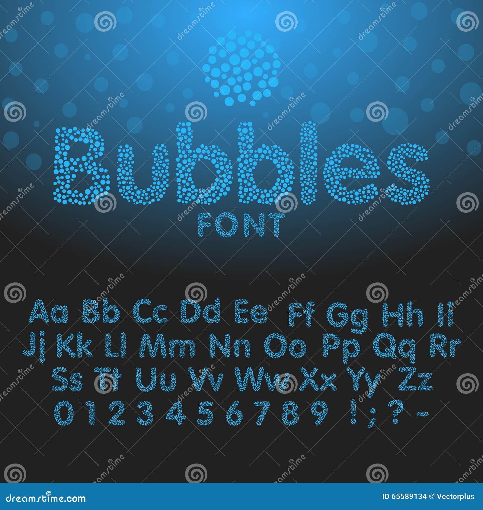 Alphabet Letters Consisting of Blue Bubbles Stock Vector - Illustration ...