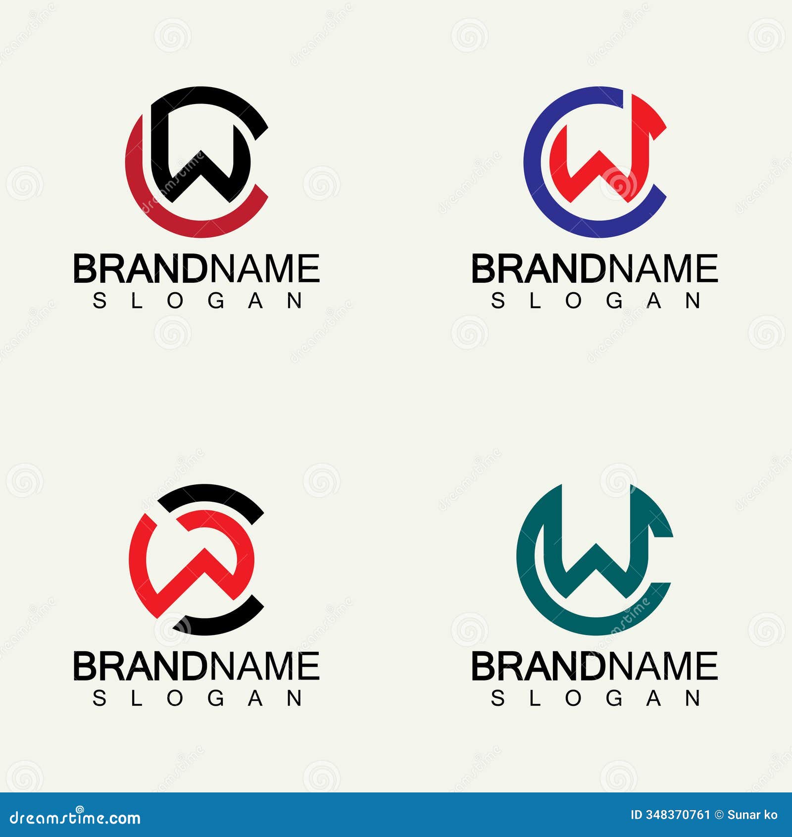 Alphabet Letters CW Or WC Logo Design Template Cartoon Vector ...