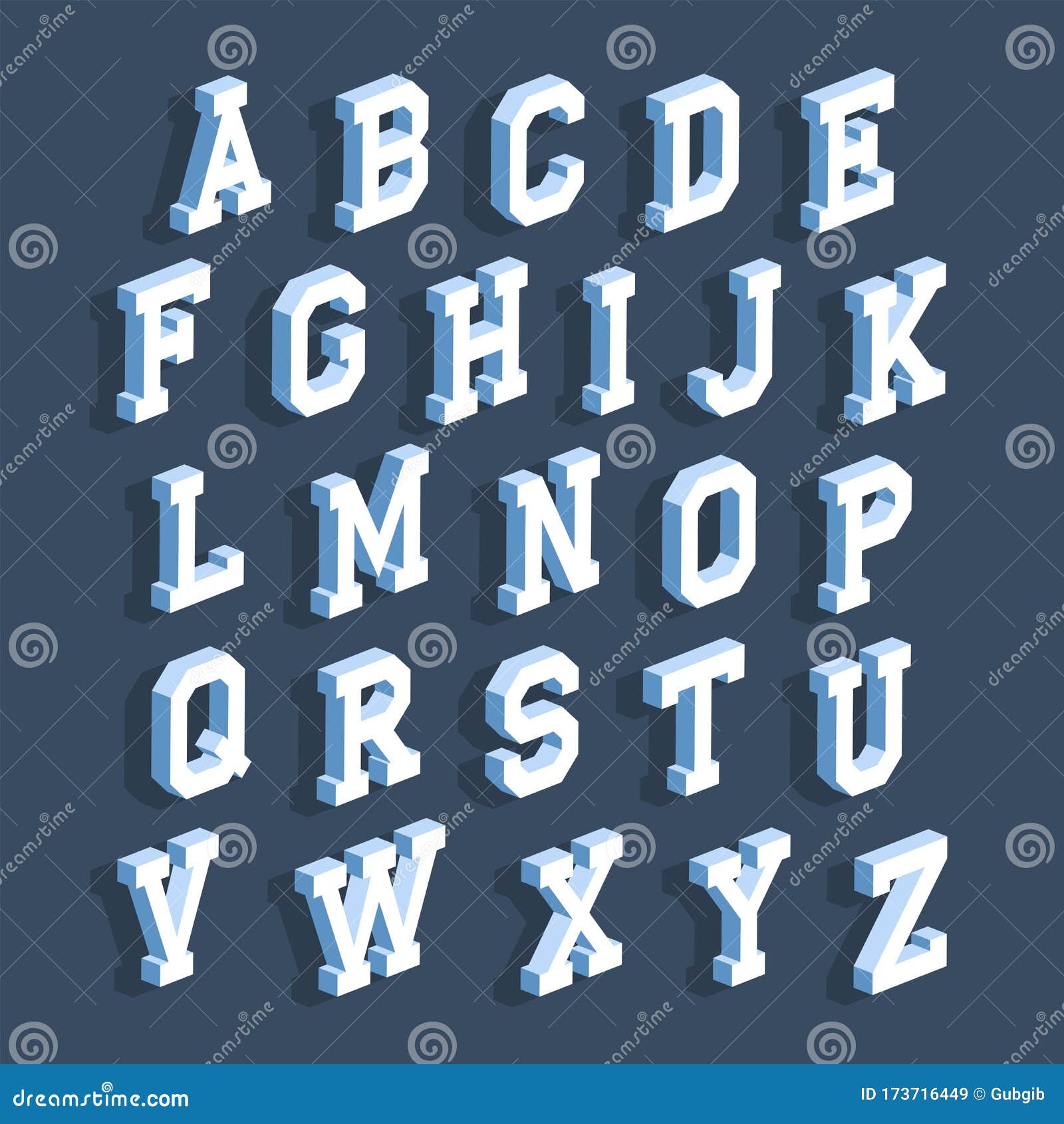 Alphabet Letters with 3d Isometric Effect Stock Vector - Illustration ...