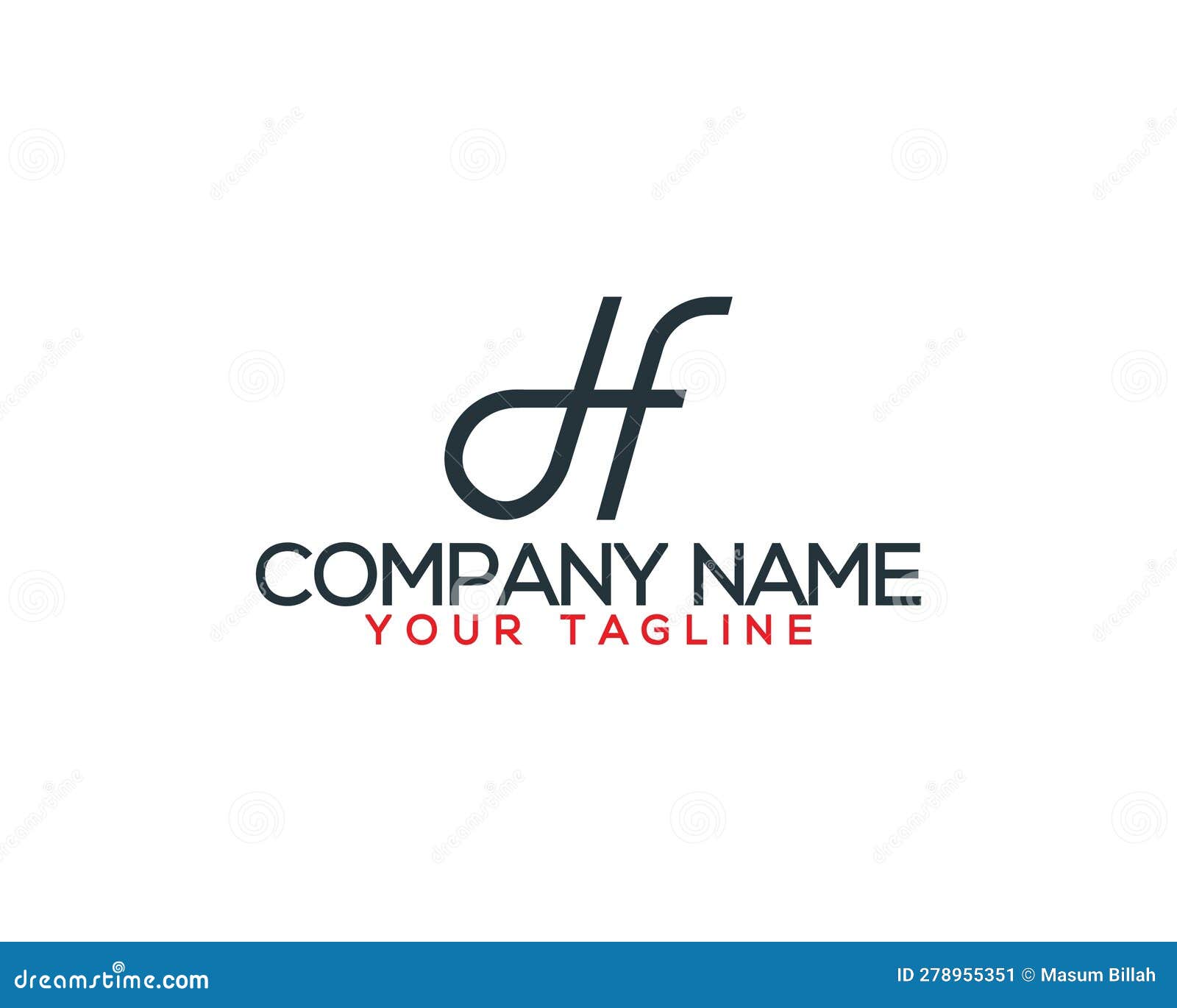 Alphabet Letters DF, DHF Minimal Logo Design. Stock Vector ...