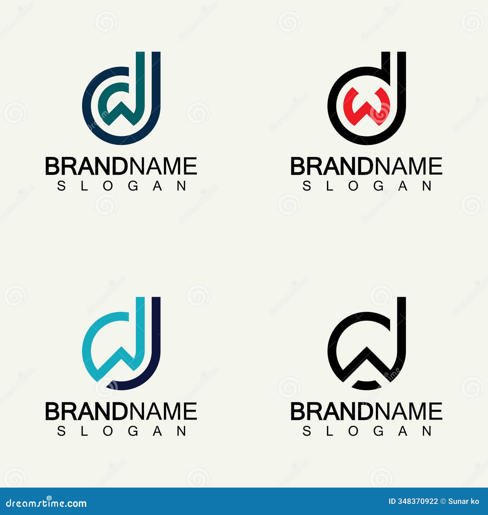 Alphabet Letters DW or WD Logo Design Template Stock Illustration ...