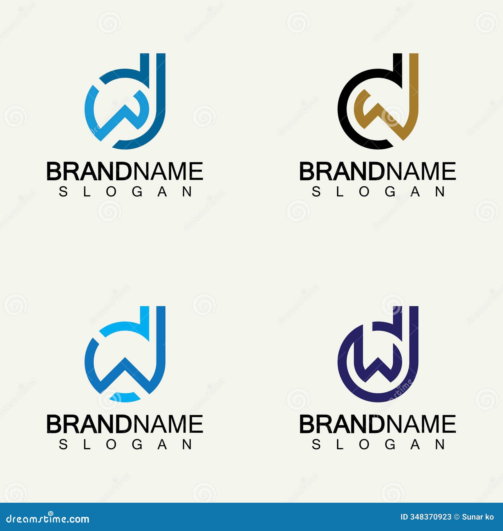 Alphabet Letters DW or WD Logo Design Template Stock Illustration ...